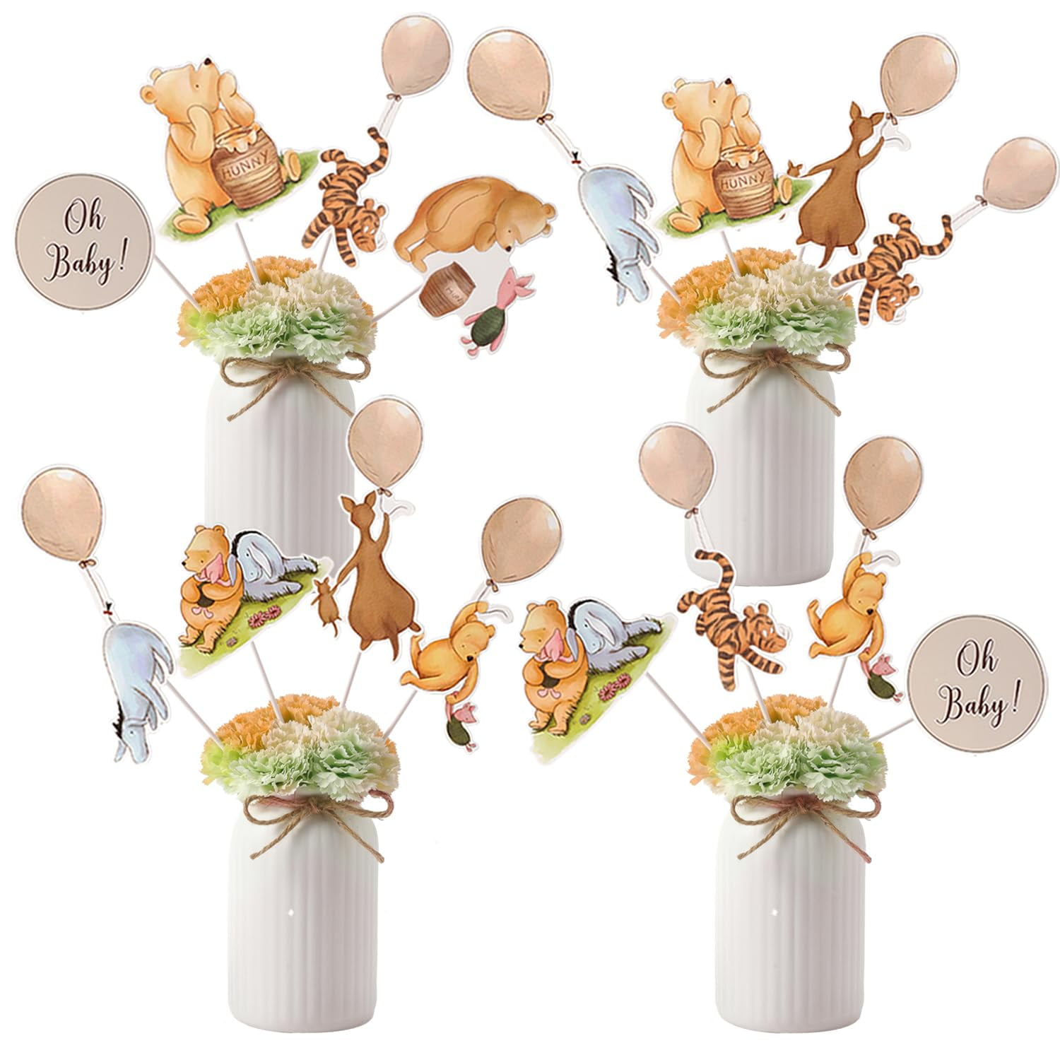 24Pcs Winnie Table Centerpieces Decorations, Baby Gender Reveal Supplies for Baby Shower ...