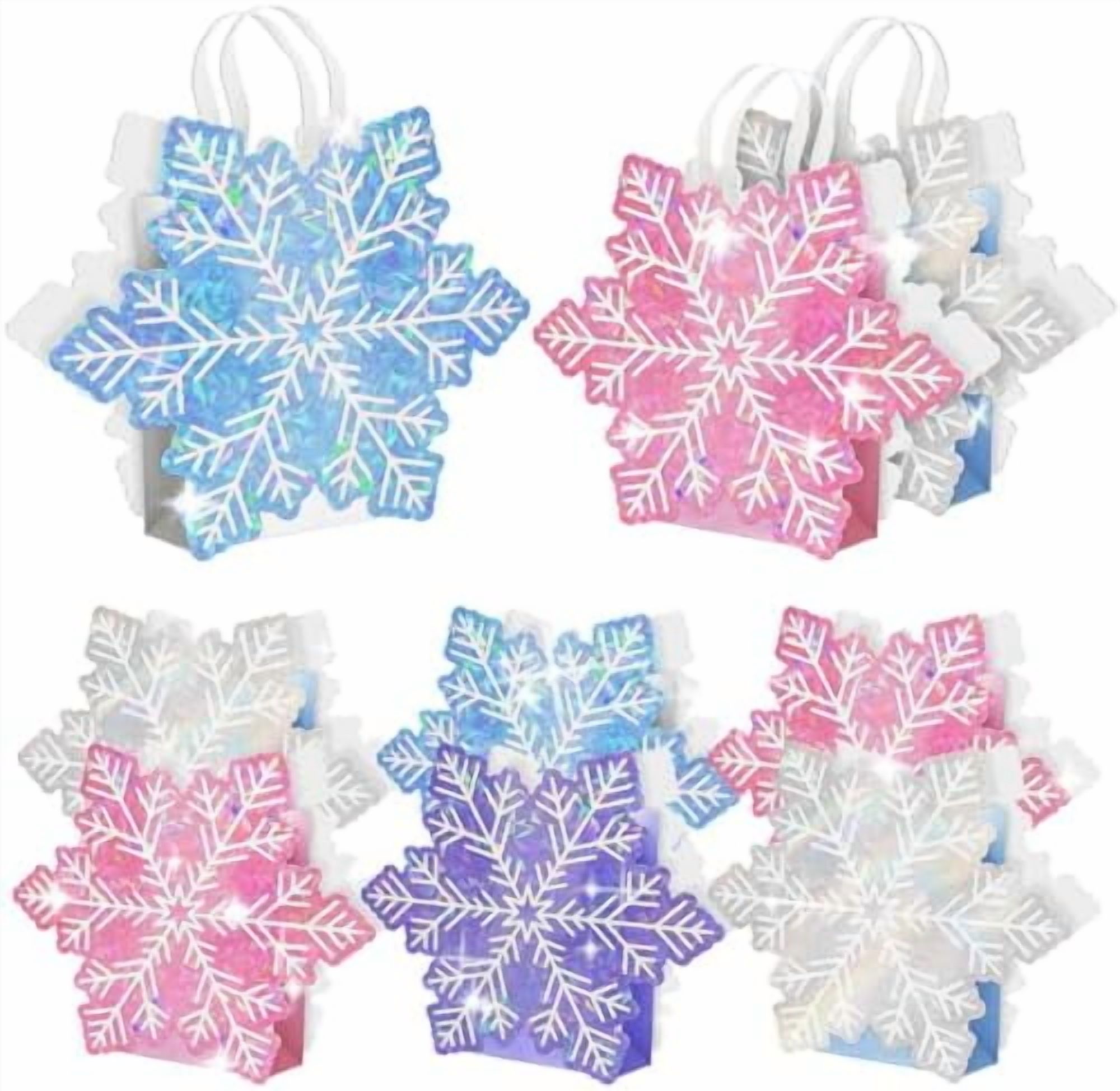 24Pcs Winter Snowflake Gift Bags Glitter Paper Candy Bags Holographic ...