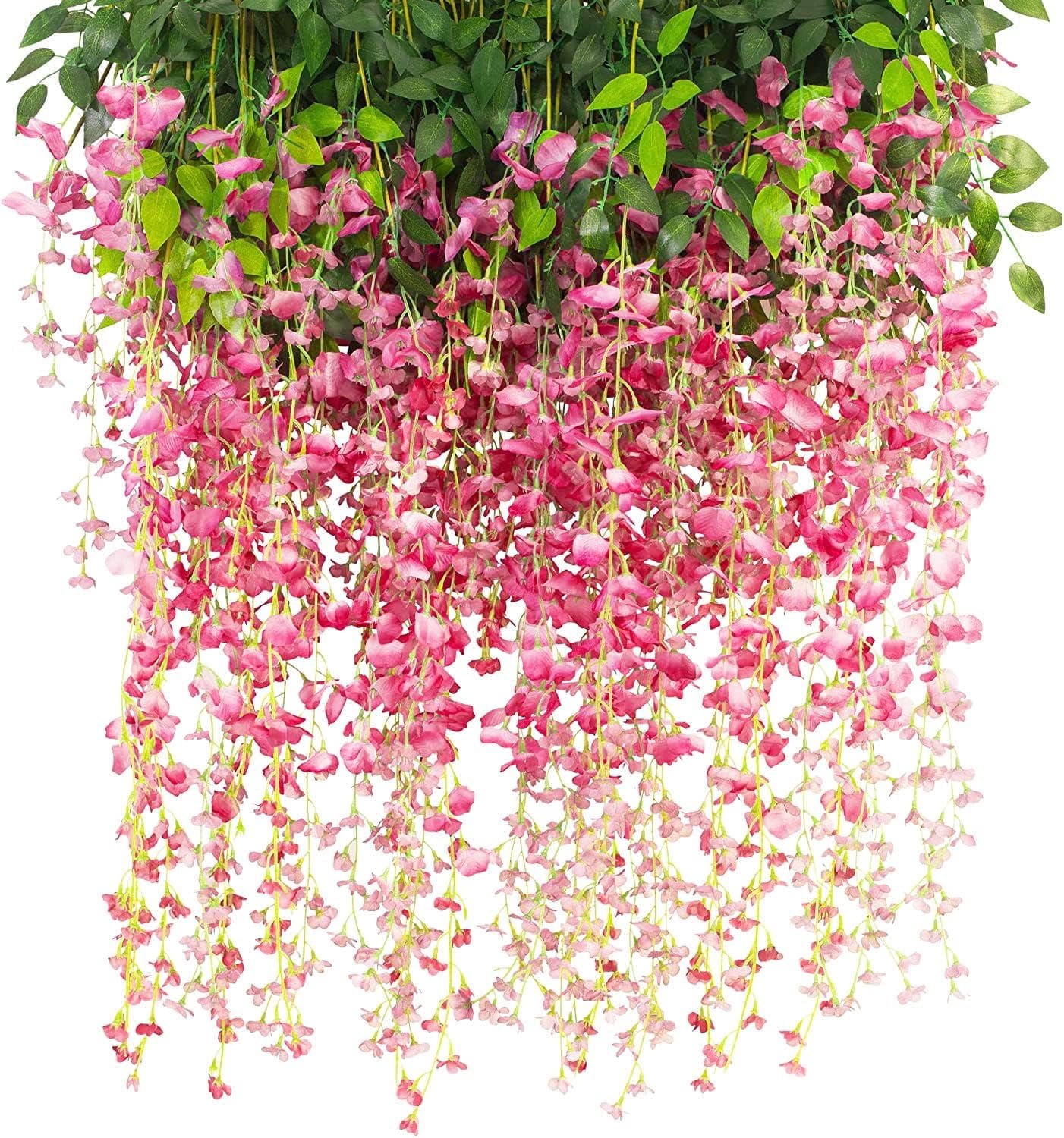 24Pcs Wisteria Hanging Flowers 3.2 Ft Artificial Flower Strings ...