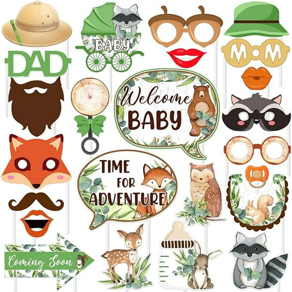 24Pcs Woodland Theme Photo Booth Props - Woodland Animal Theme Party ...