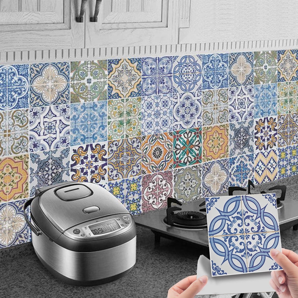 24Piece Self Adhesive Waterproof Tile Wall Stickers 7.8"x7.8" Peel and ...