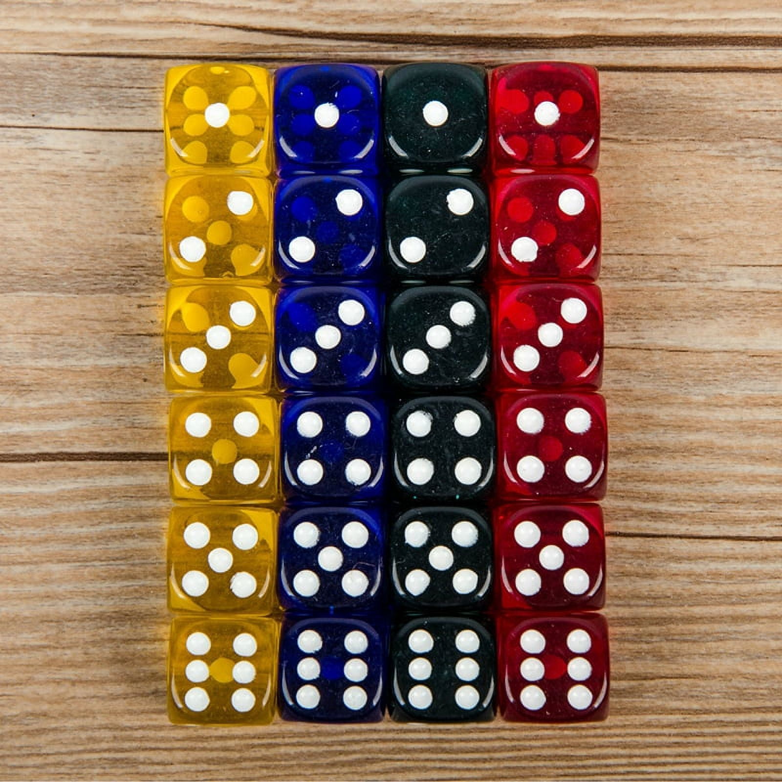 24Pieces 16MM Rounded Corners Playing Dices Party Prop 4-Color ...