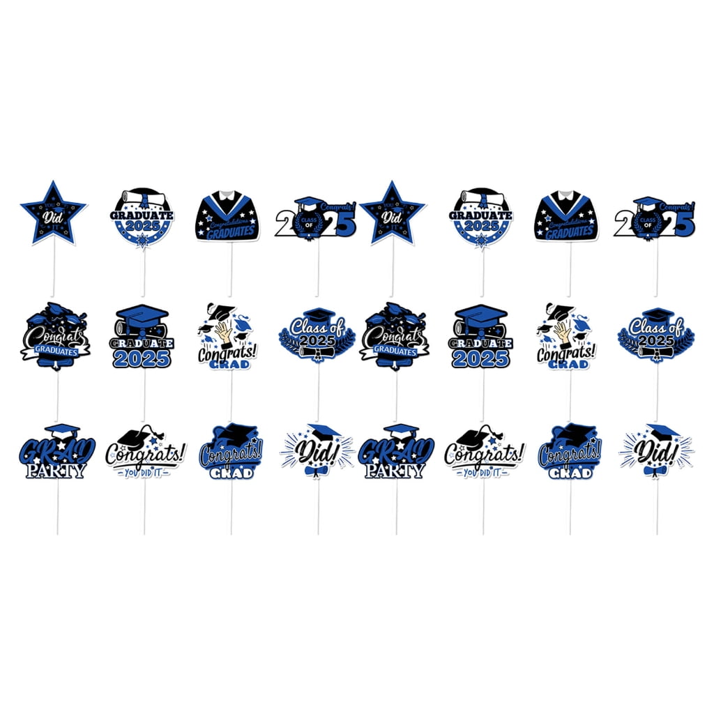 24Pieces Graduation Cake Decoration Cake Toppers Decorative Appetizer ...