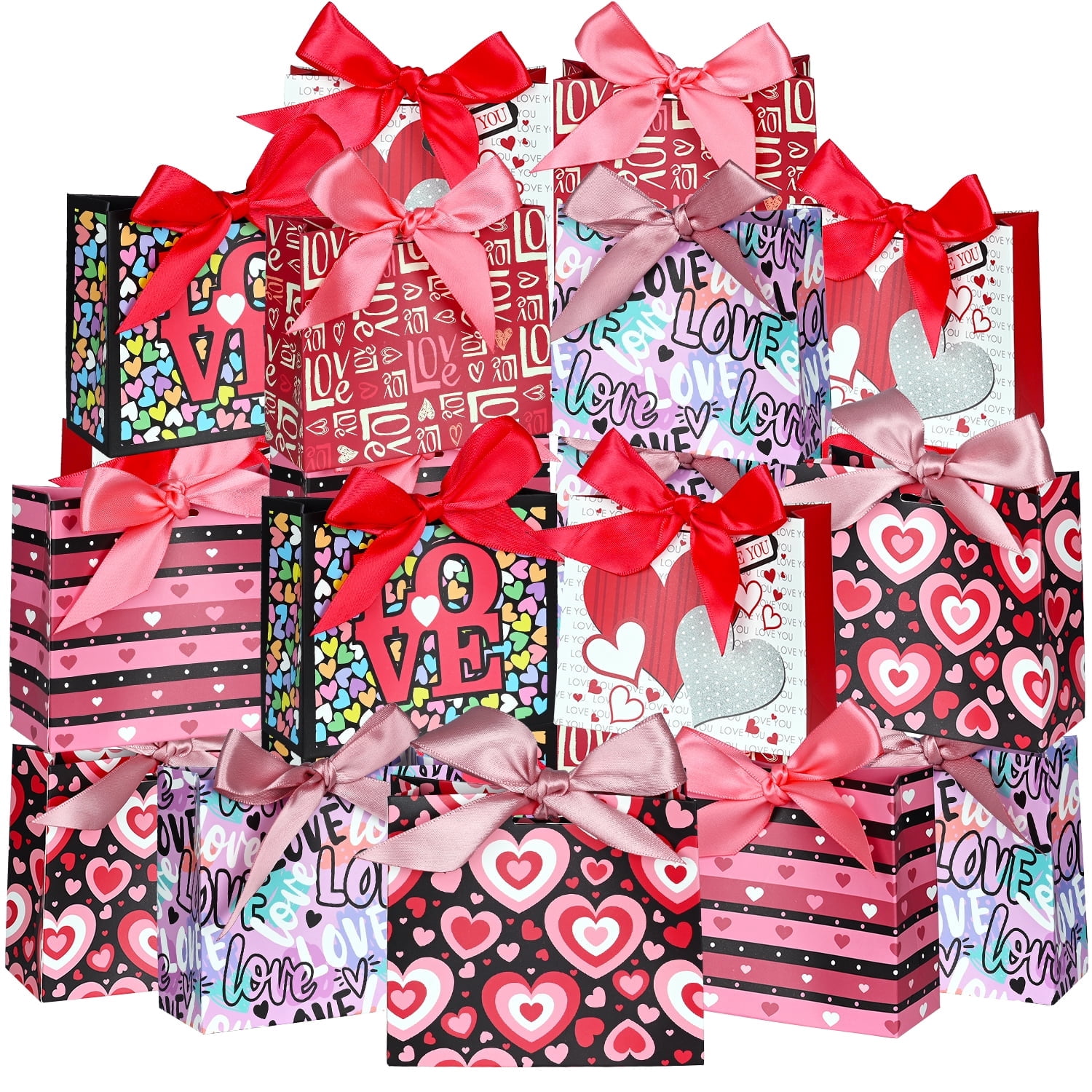 24 Pcs Valentine Gift Bags, 4.5x3.9x1.8 inche Valentine's Day Goodie ...