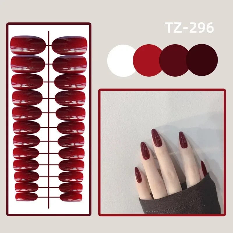 24Ps/Set Fake Nails Art Wearable Long Ballet False Nails Acrylic Press ...