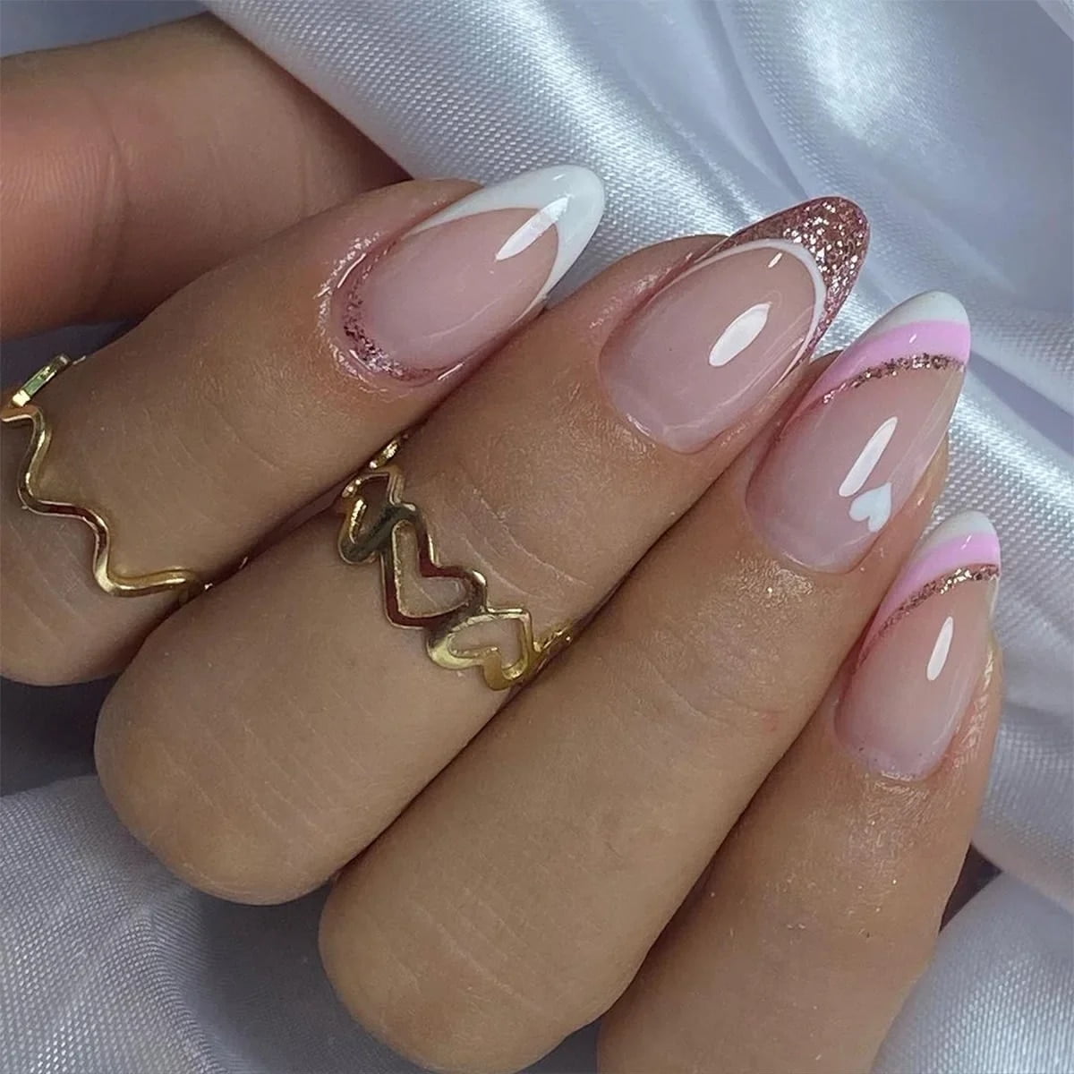 24Ps/Set Fake Nails Art Wearable Long Ballet False Nails Acrylic Press ...