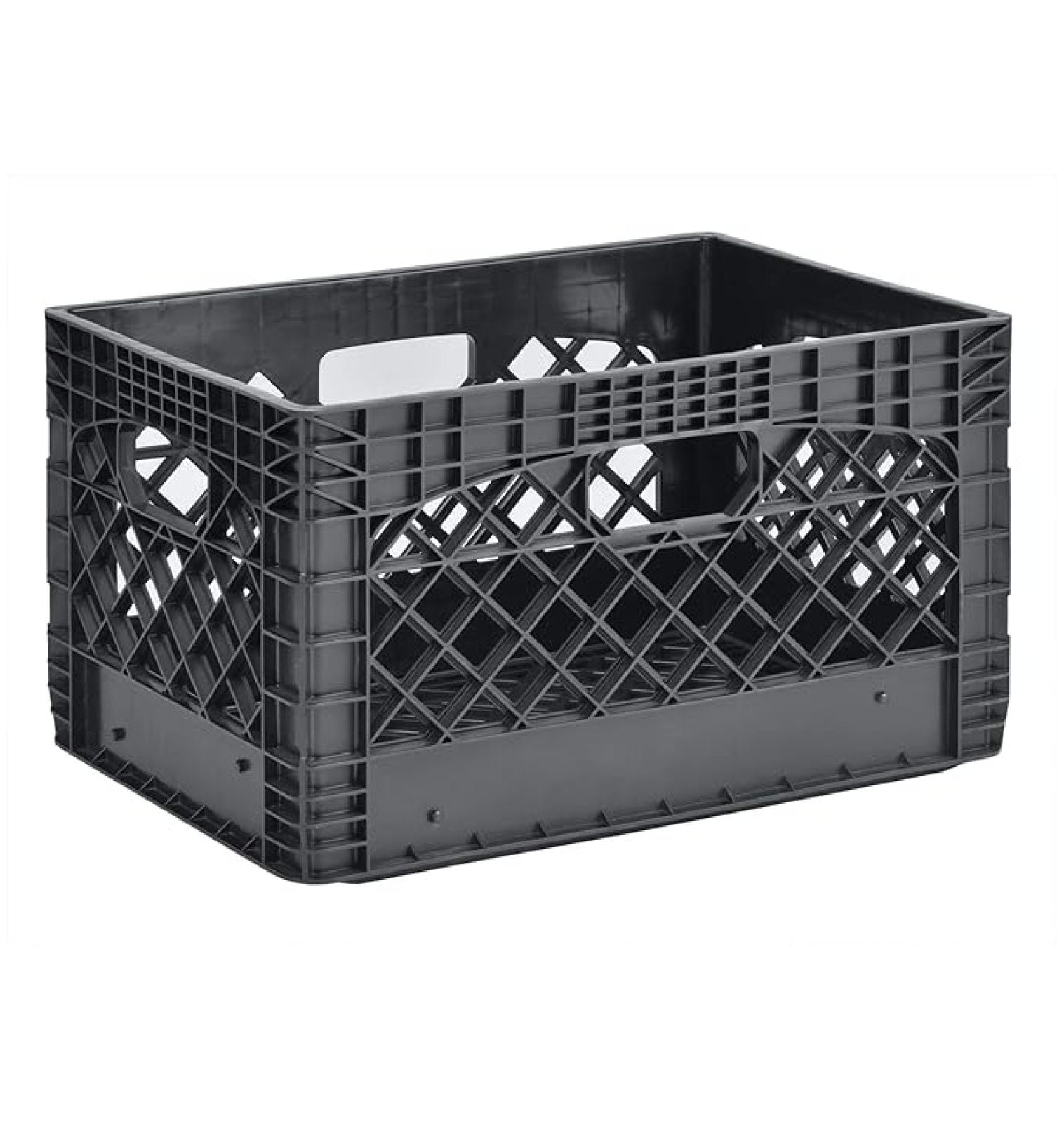 24QT Heavy Duty Milk Crate - Black, Set of 3 - Large Stackable Plastic ...