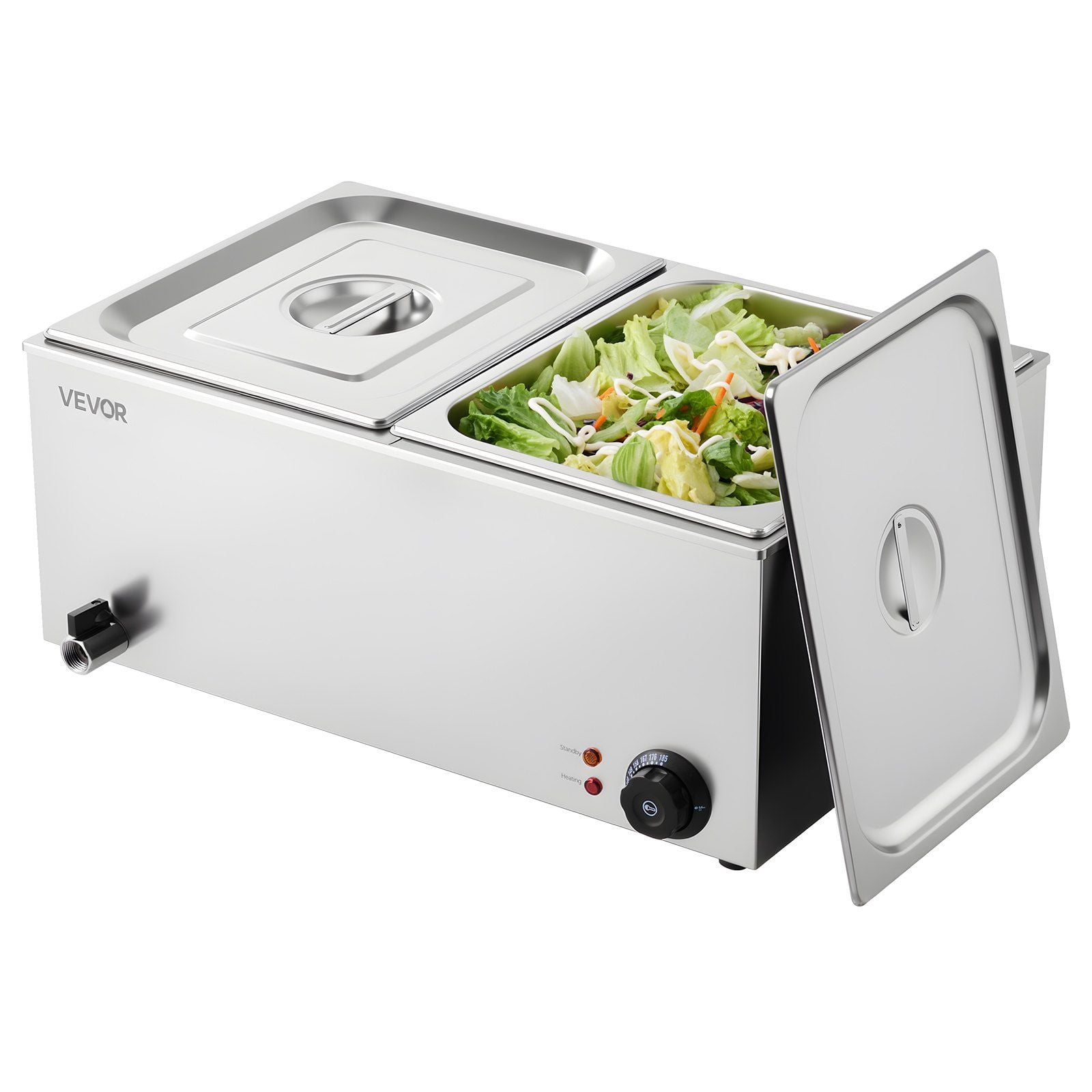 24QT Stainless Steel Steam Table, 2-Pan Electric Food Warmer with 86 ...