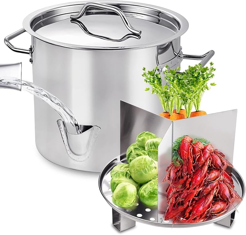 24QT Stainless Steel Tamale Steamer Pot w/Easy-fill Water Spout ...
