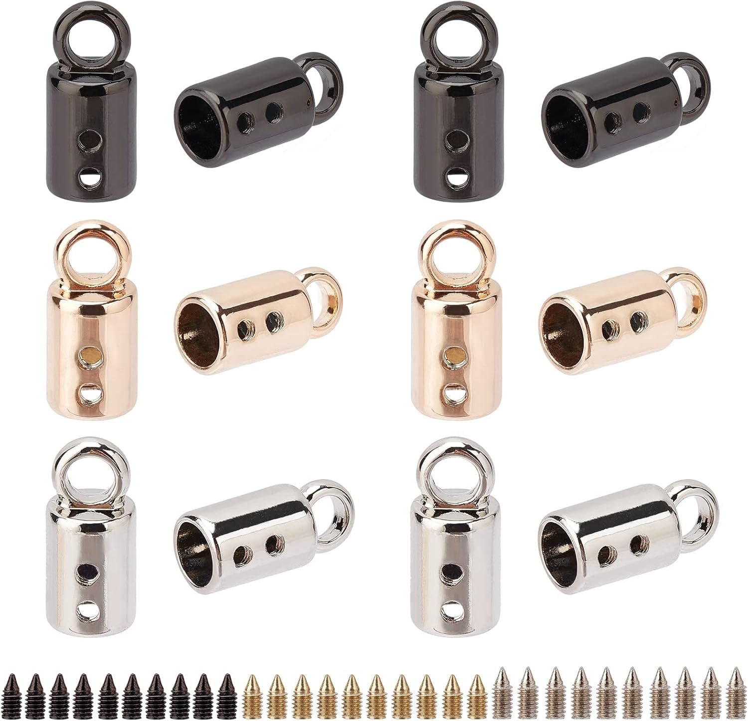 24Set 3 Color 9mm Tassel Caps End Cap Glue-in End Cap Leather Cord for ...