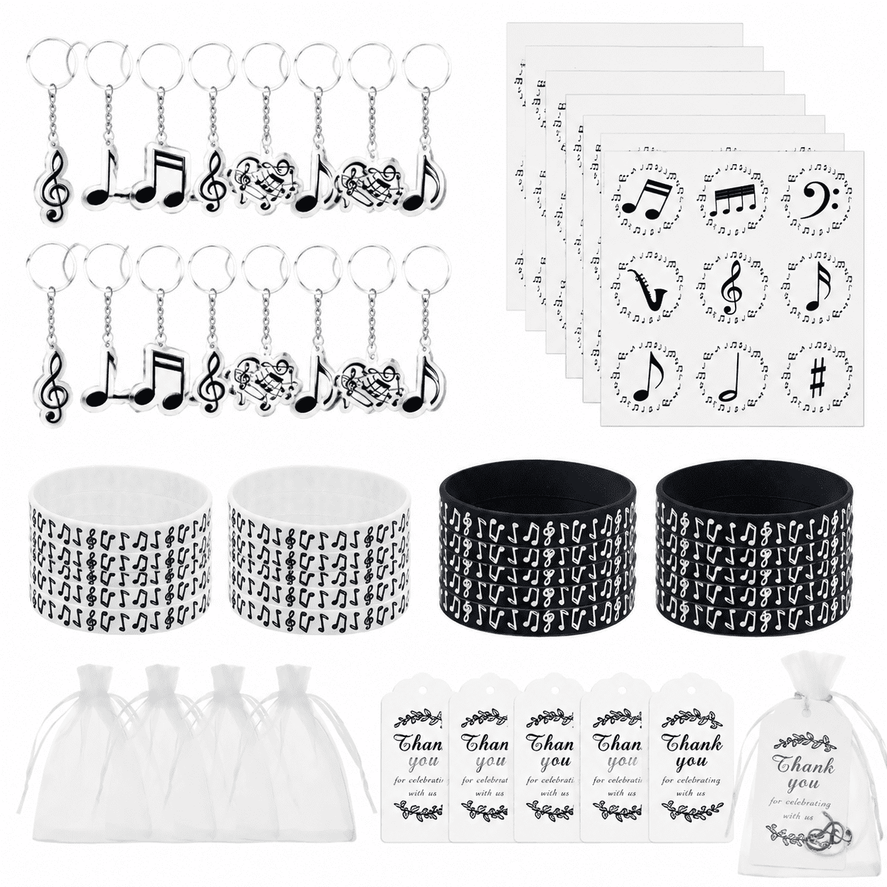 24Set Music Theme Party Favor, Musical Note Gift Pack with Silicone ...