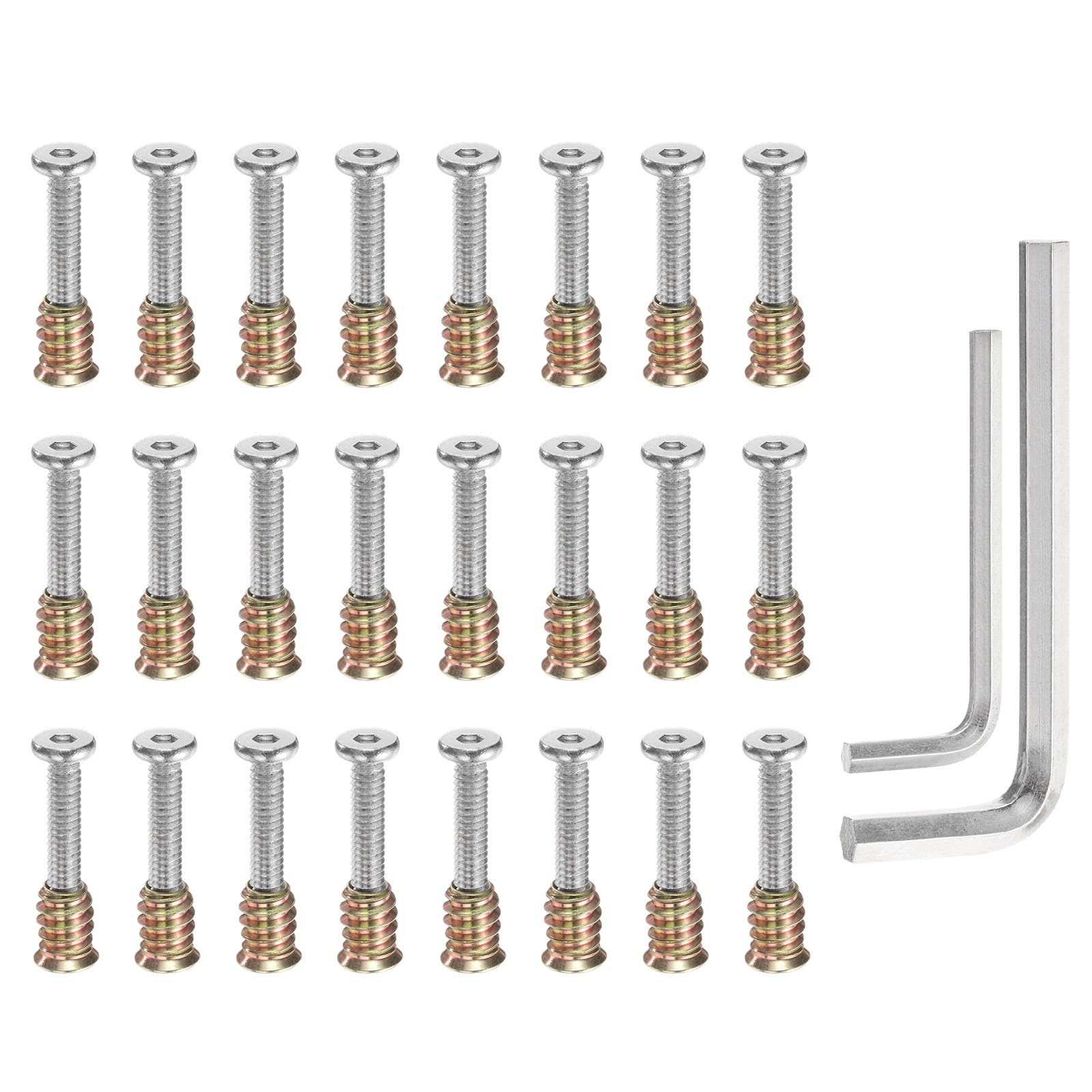 24Sets 1/4-20 x 1-5/32" Furniture Screw Threaded Inserts for Wood, 1/4 ...