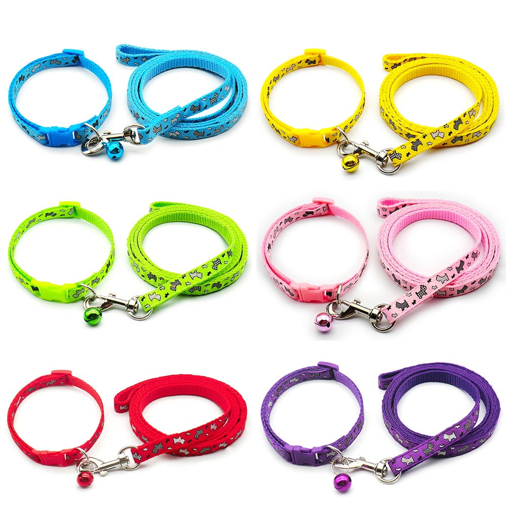 24Sets Cute Cartoon Adjustable Dog Collars Soft Walking Leash Set Puppy ...