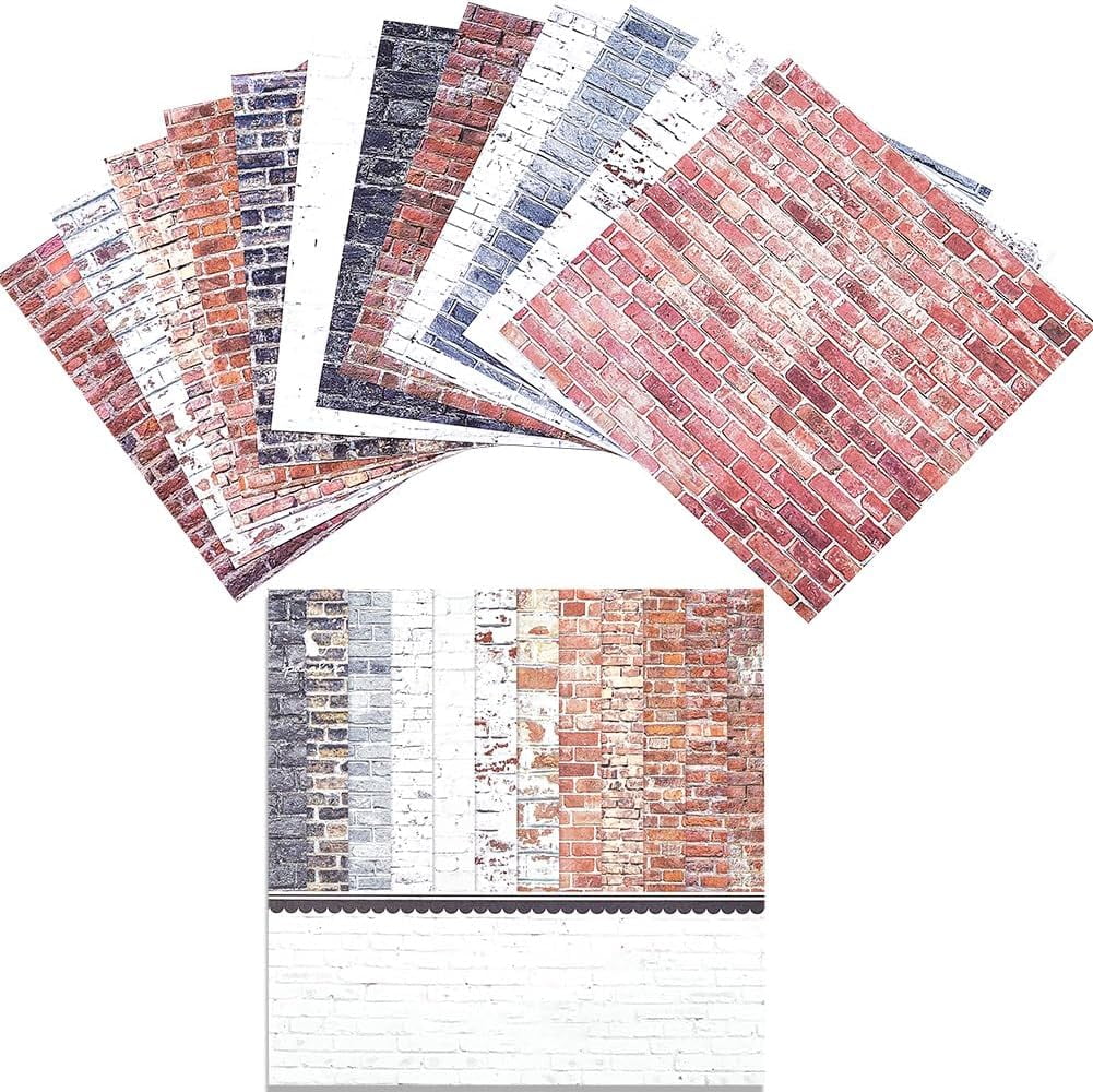24Sheets 12Styles Brick Scrapbook Paper Pad 5.98x5.98inch Single-Sided ...