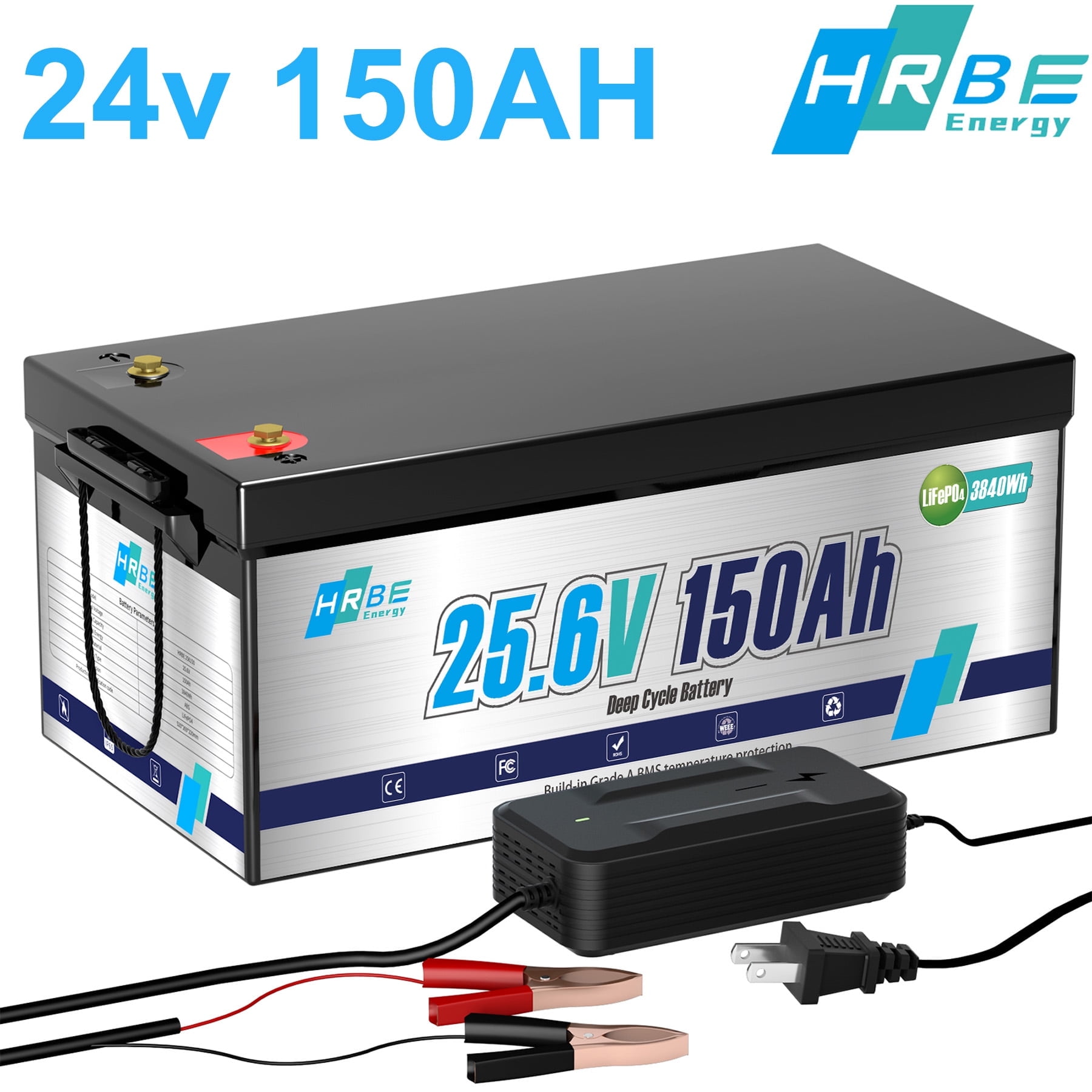 24V 150AH LiFePO4 Lithium Battery,for RV off Grid Solar Panel Kit,70 ...