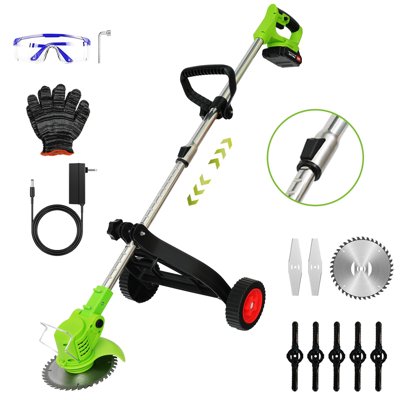 24V 2.0Ah Electric Weed Trimmer, Weed Wacker Battery Powered , Cordless ...