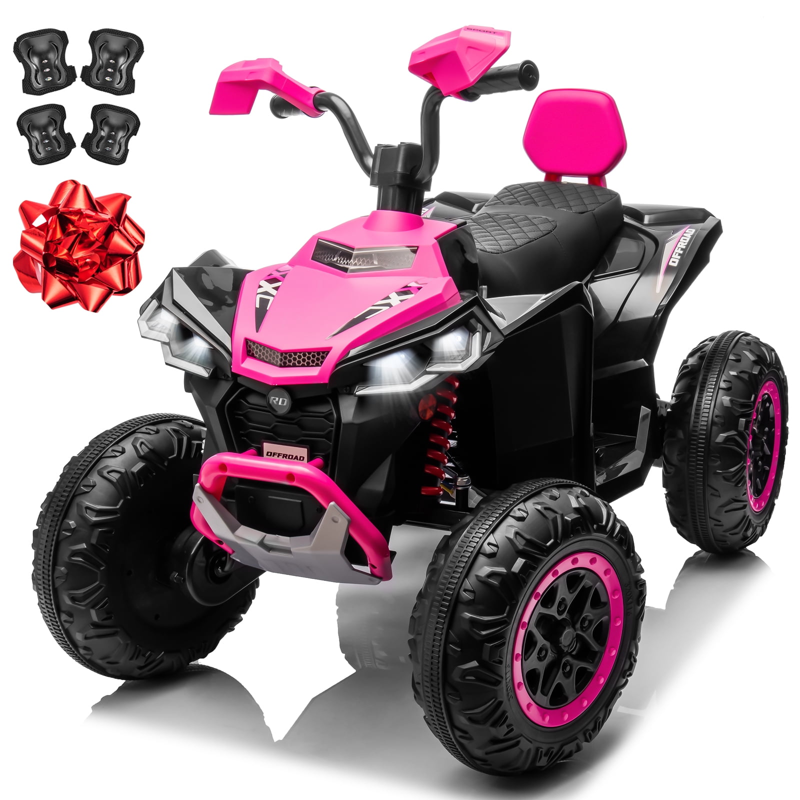 Funride 24V Kids Electric ATV, 2 Seater 4WD 4-Wheeler Quad, 4*200W ...
