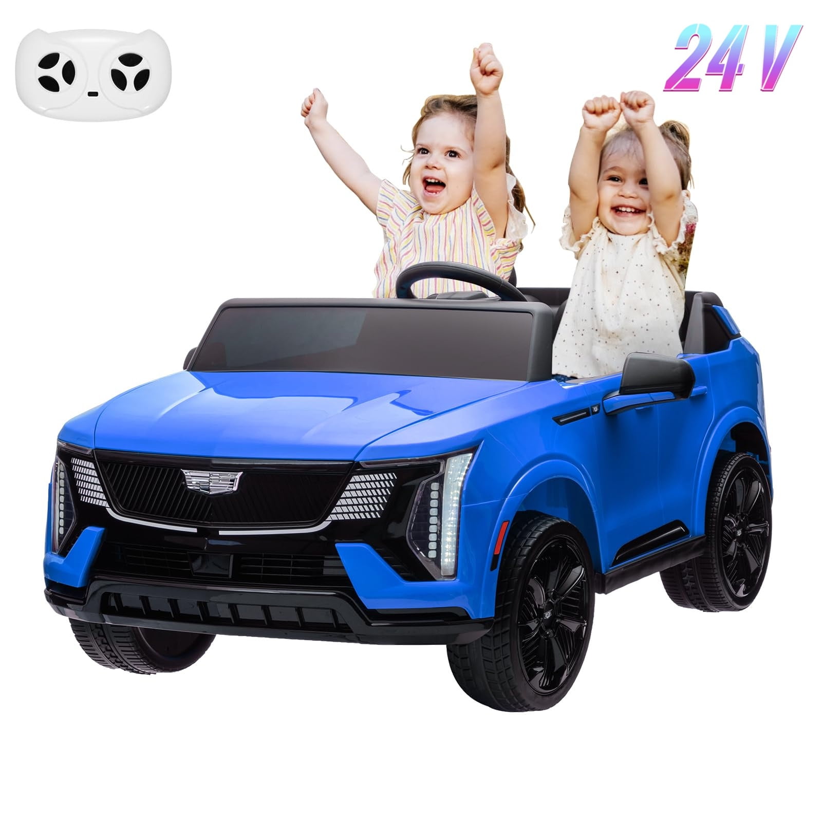 24V 2-Seater Kids Ride-On Car, Licensed Cadillac Battery Powered ...