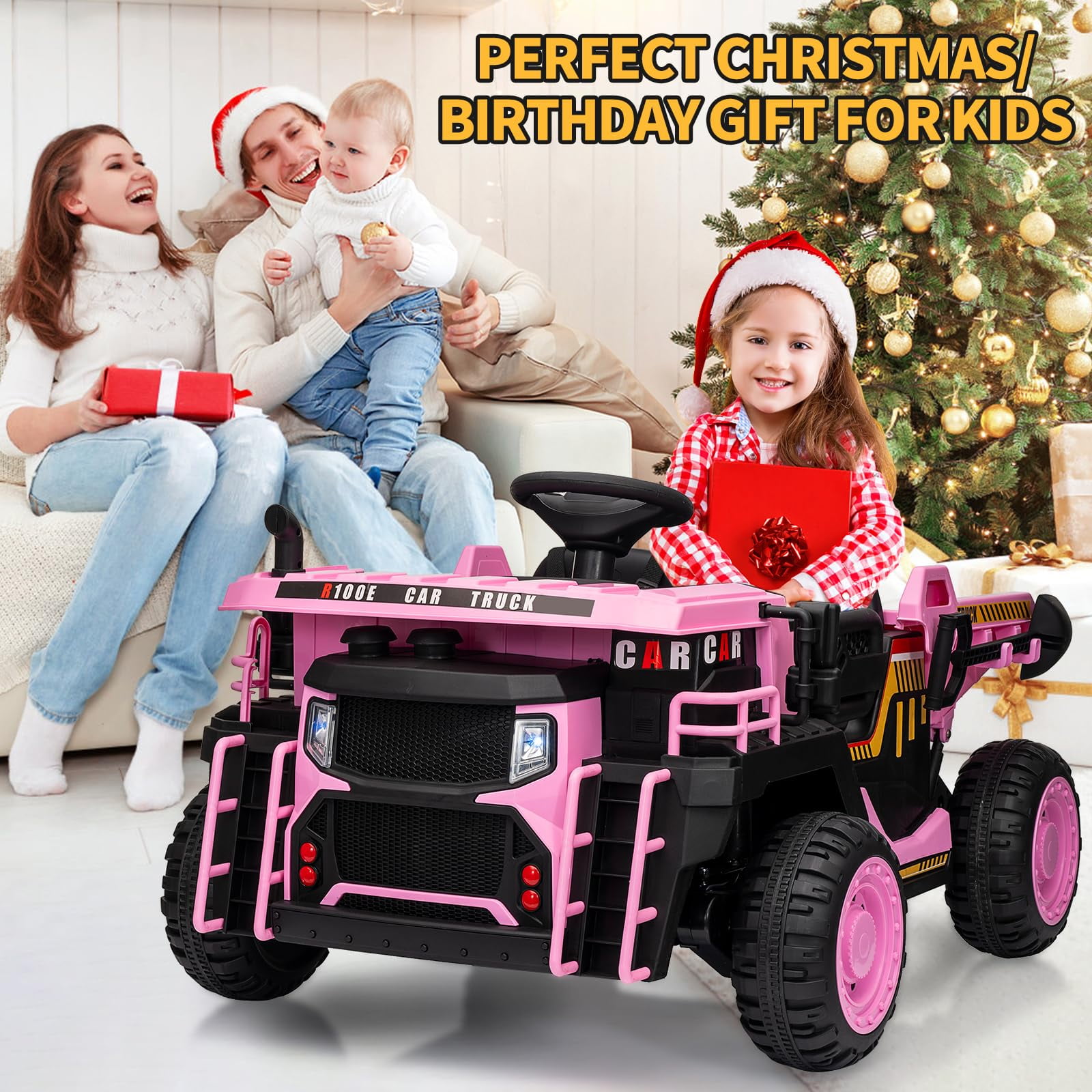 24V 2 Seater Ride On Dump Truck with Electric Dumper & Shovel, 4X200W ...