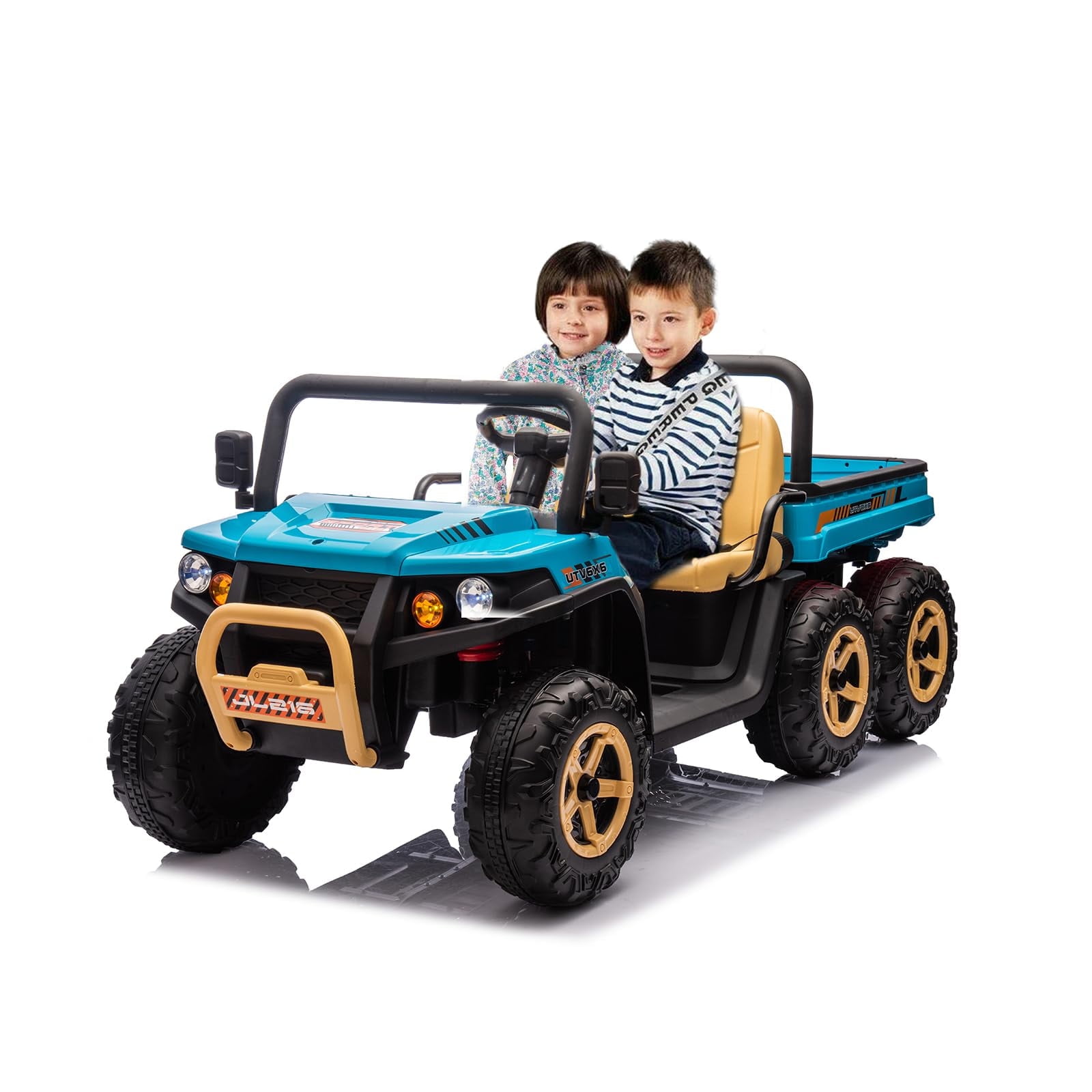 Garvee 24V 2-Seater Ride-On Dump Truck, 6-Wheel 4WD Electric UTV with ...