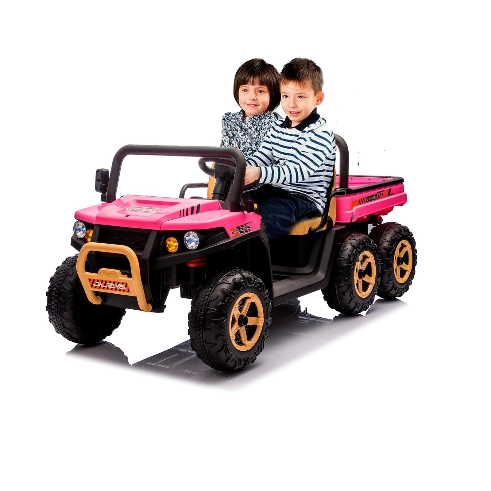 Garvee 24V 2-Seater Ride-On Dump Truck, 6-Wheel 4WD Electric UTV with ...