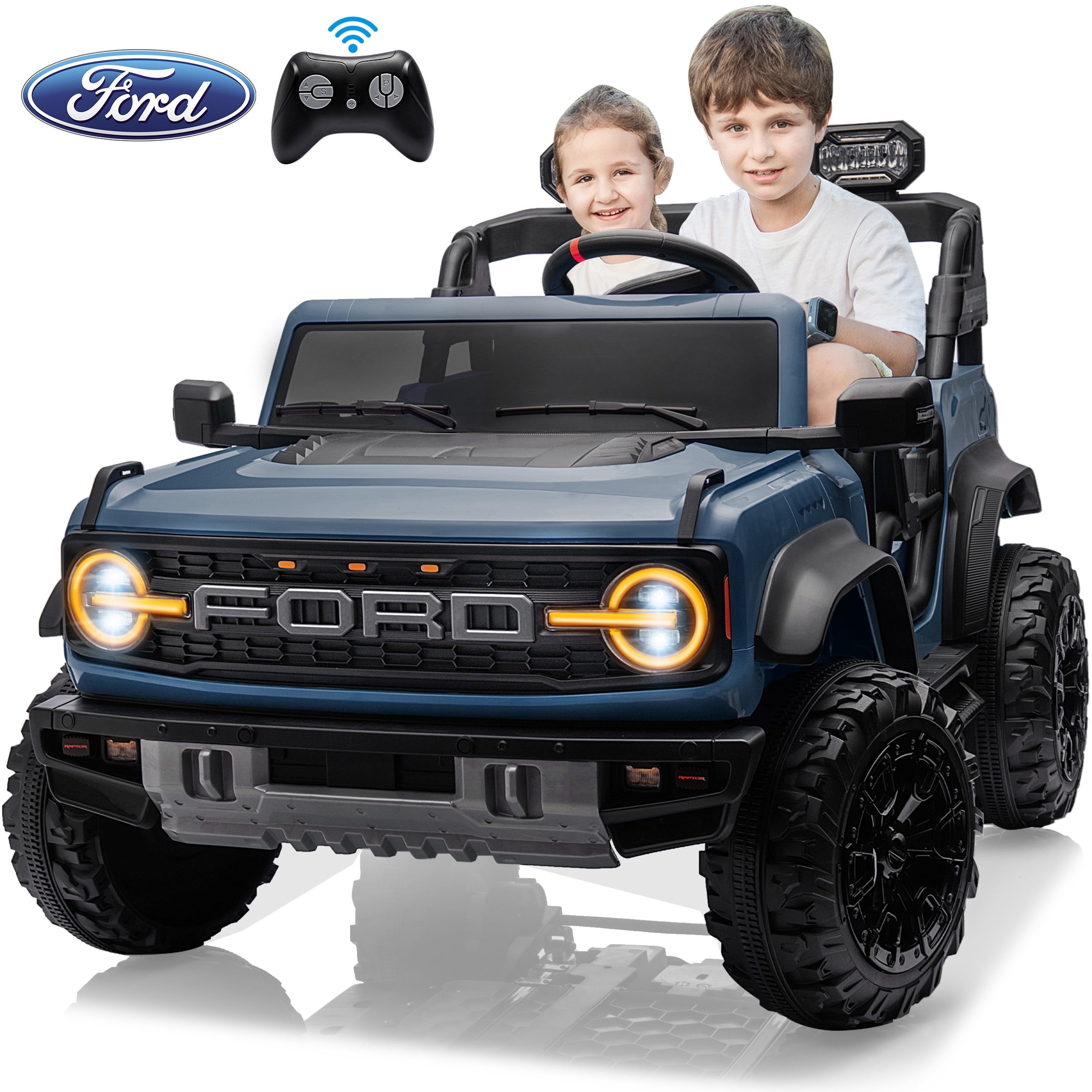24V 2 Seater Ride on Toy Car, Licensed Ford Bronco Raptor Ride on ...
