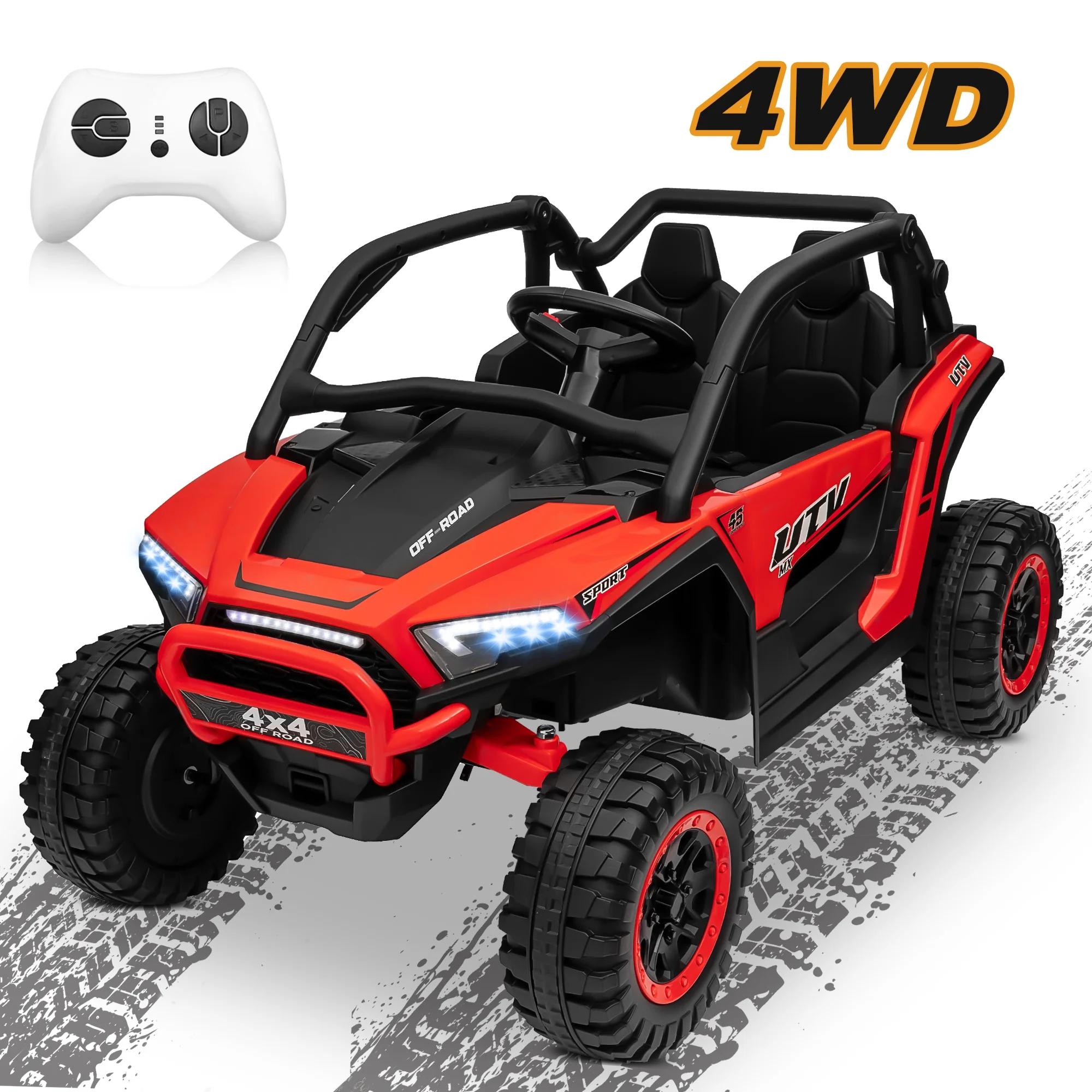 24V 2 Seater Ride on Truck Car for Kids, 7AH Powered UTV Car Toy, 4WD ...