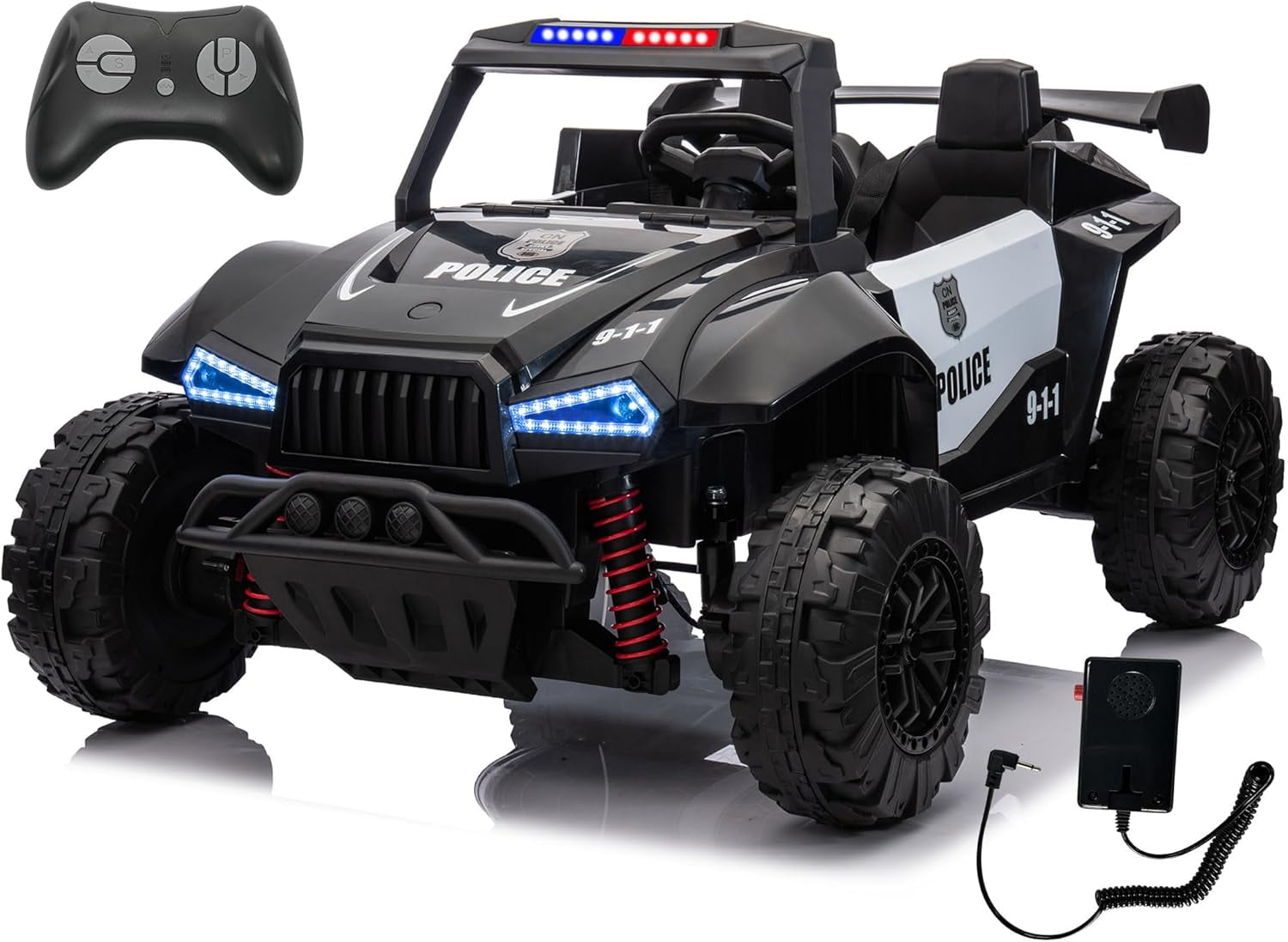 24V 2 Seater Ride on UTV Toys for Kids, Electric Police Car with 21 ...
