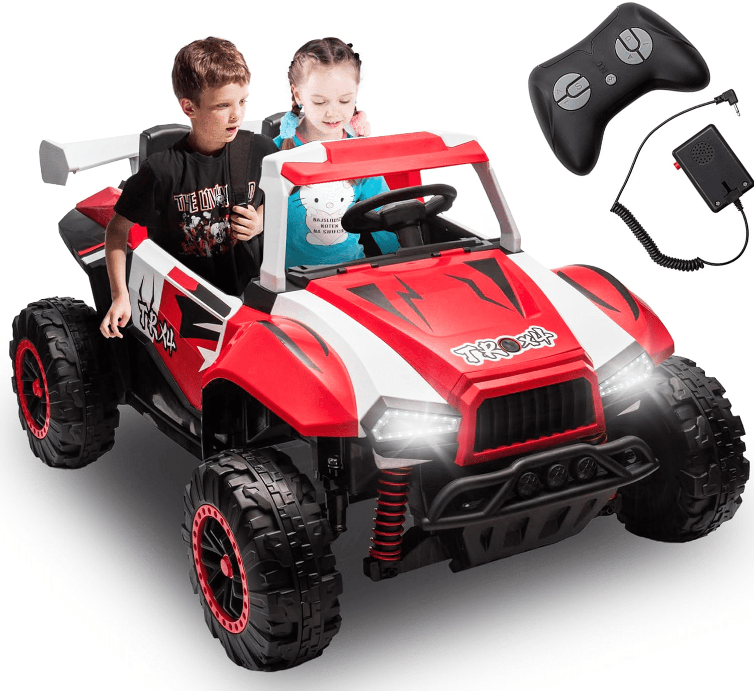 24V 2 Seater Ride on UTV Toys for Kids, Electric Police Car with 21 ...