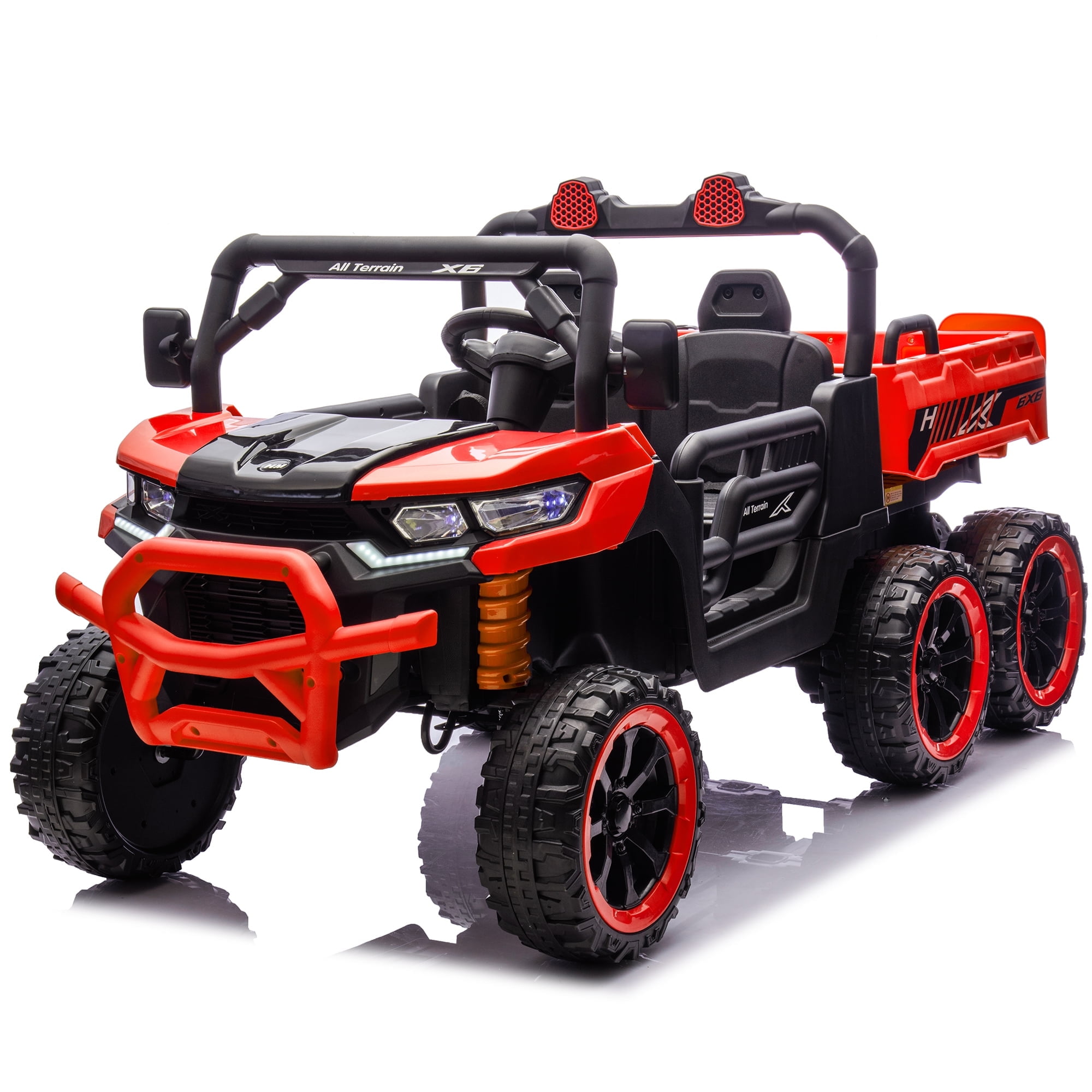 XXL UTV 24V 2-Seater Ride On Car for Kids, 4WD/2WD, Music, Remote Control, Electric Vehicle (Red ...