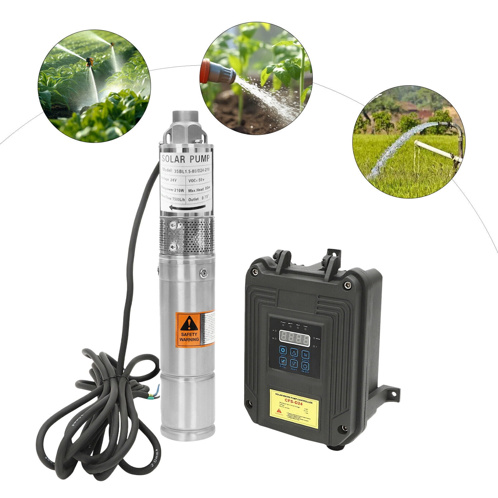24V 210W DC Deep Bore Well Solar Water Pump Submersible Pump MPPT ...