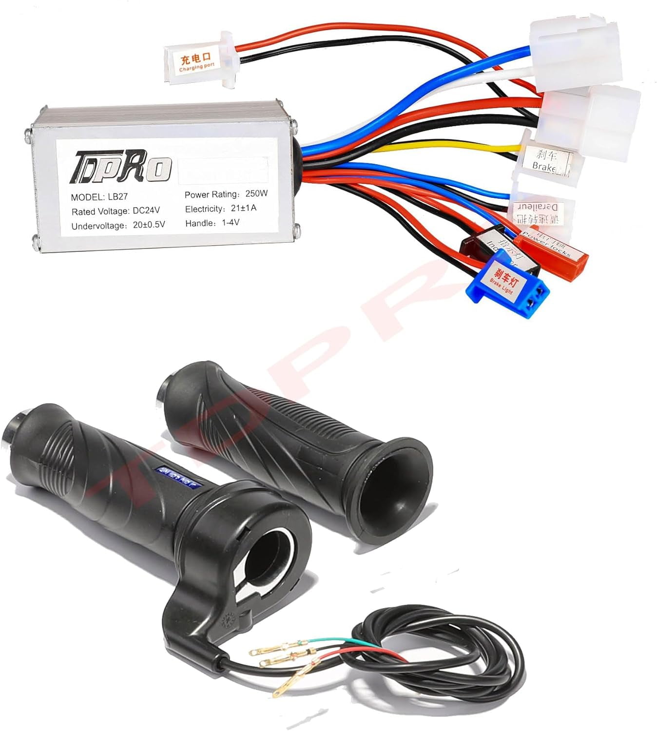 24V 250W Brush Motor Speed Controller + Throttle Grips for Electric ...