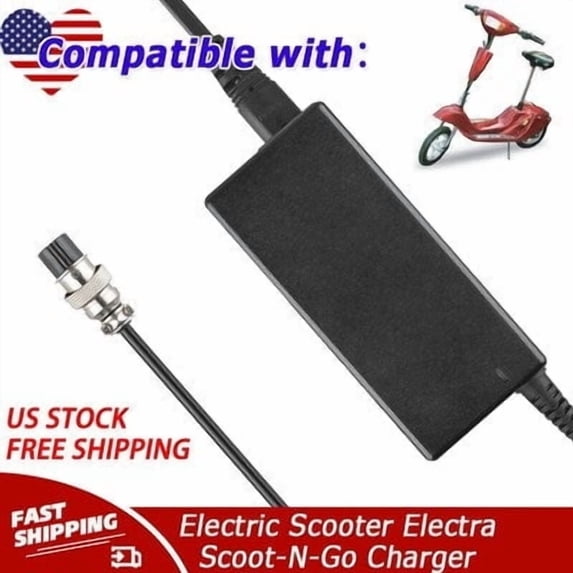24V 2A Battery Charger Compatible with Electric Electra Scoot-N-Go AC ...