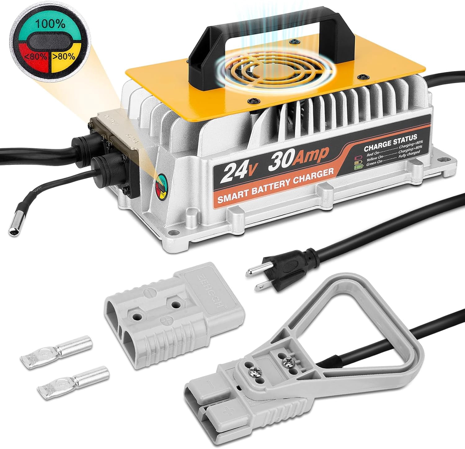 24V 30A Forklift Battery Charger with LED Light Smart Golf Charger with ...