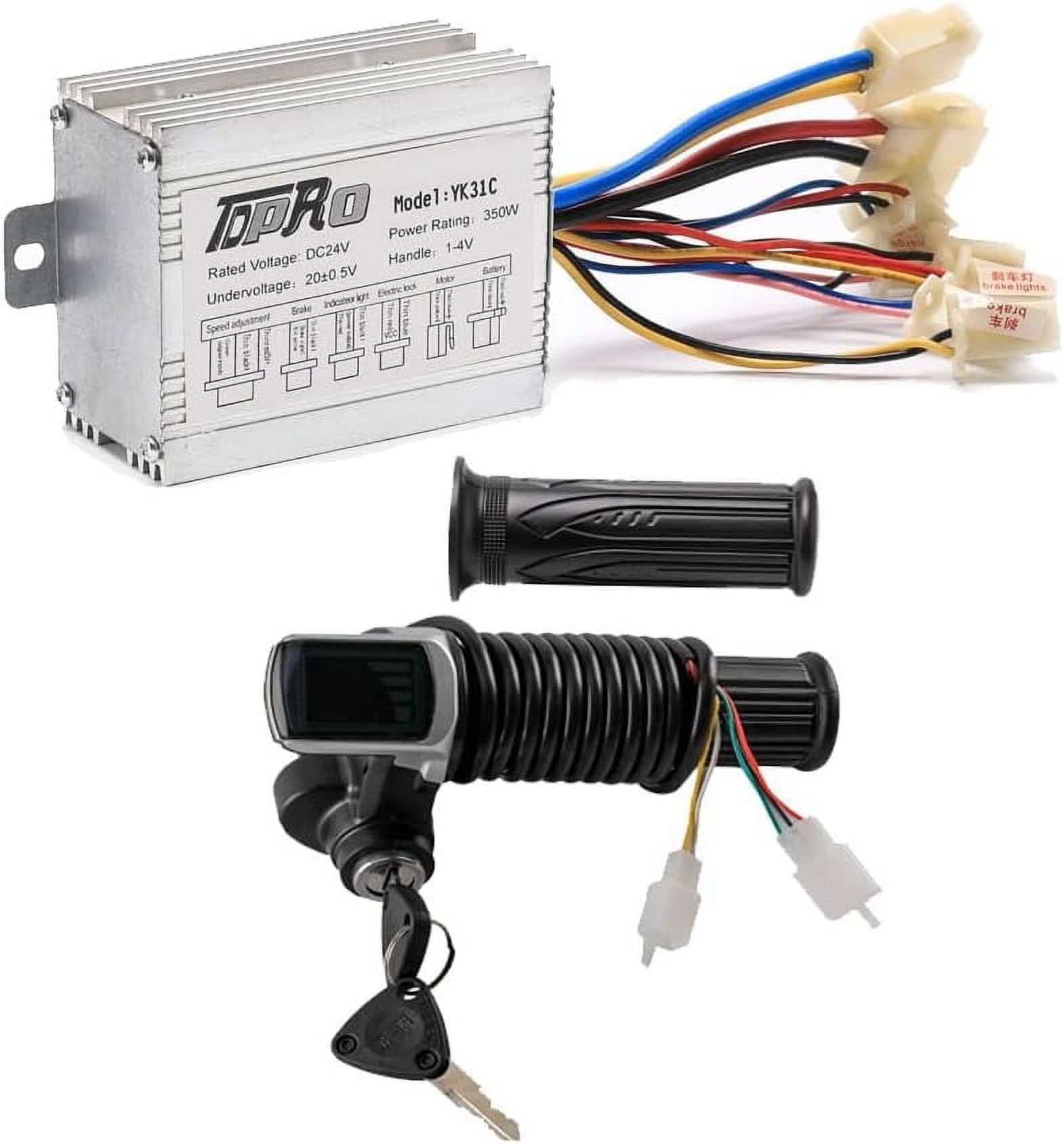 24V 350W Brush Motor Speed Controller + LCD Display Throttle Grips Key ...