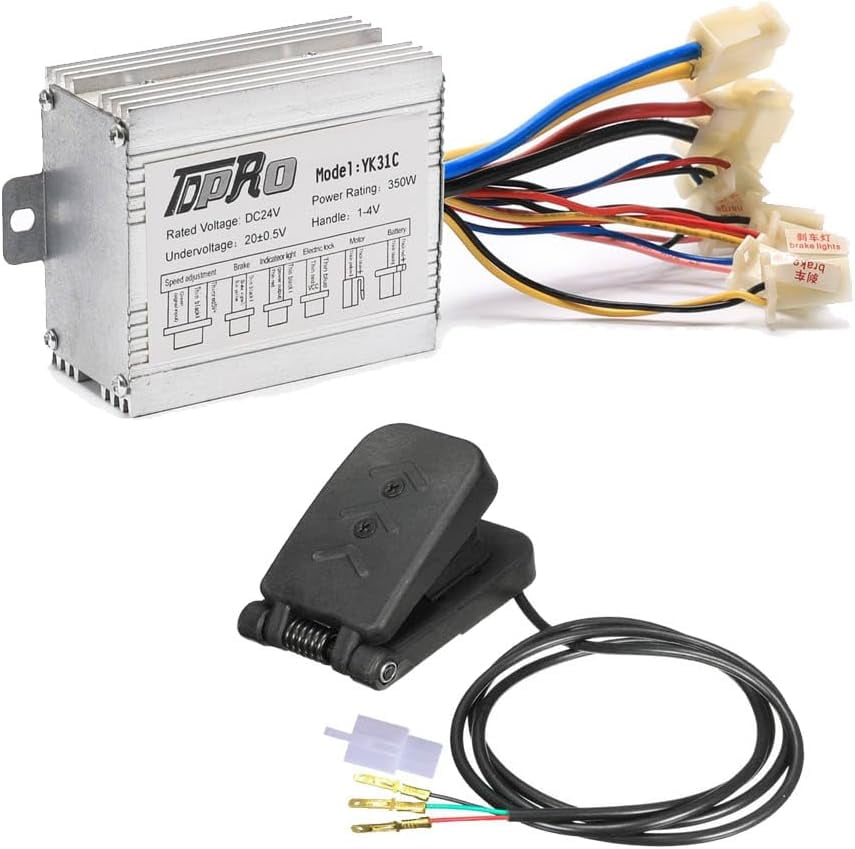 24V 350W Brush Motor Speed Controller + Throttle Foot Pedal DIY for ...