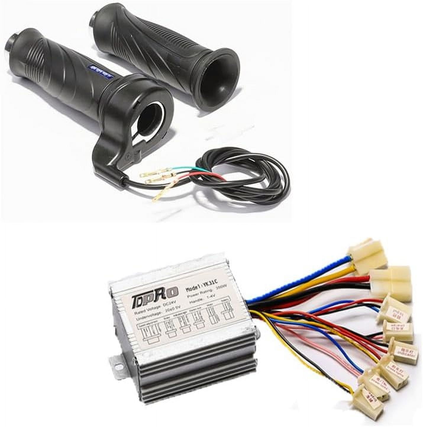 24V 350W Brush Motor Speed Controller + Throttle Grips for Electric ...