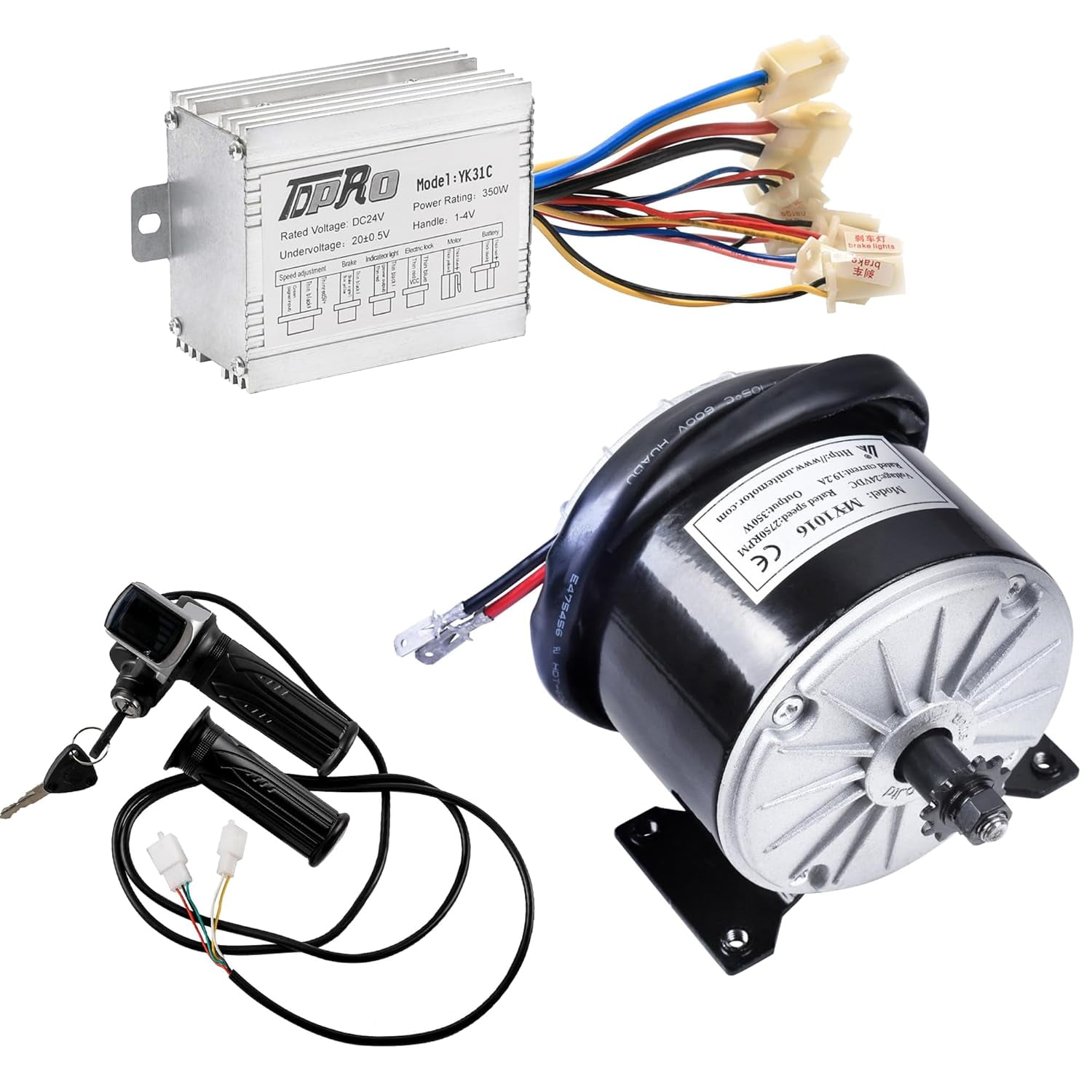 24V 350W Brushed Motor Kit with Controller and LCD Throttle for MX350, E300, E325, Pocket Rocket ...