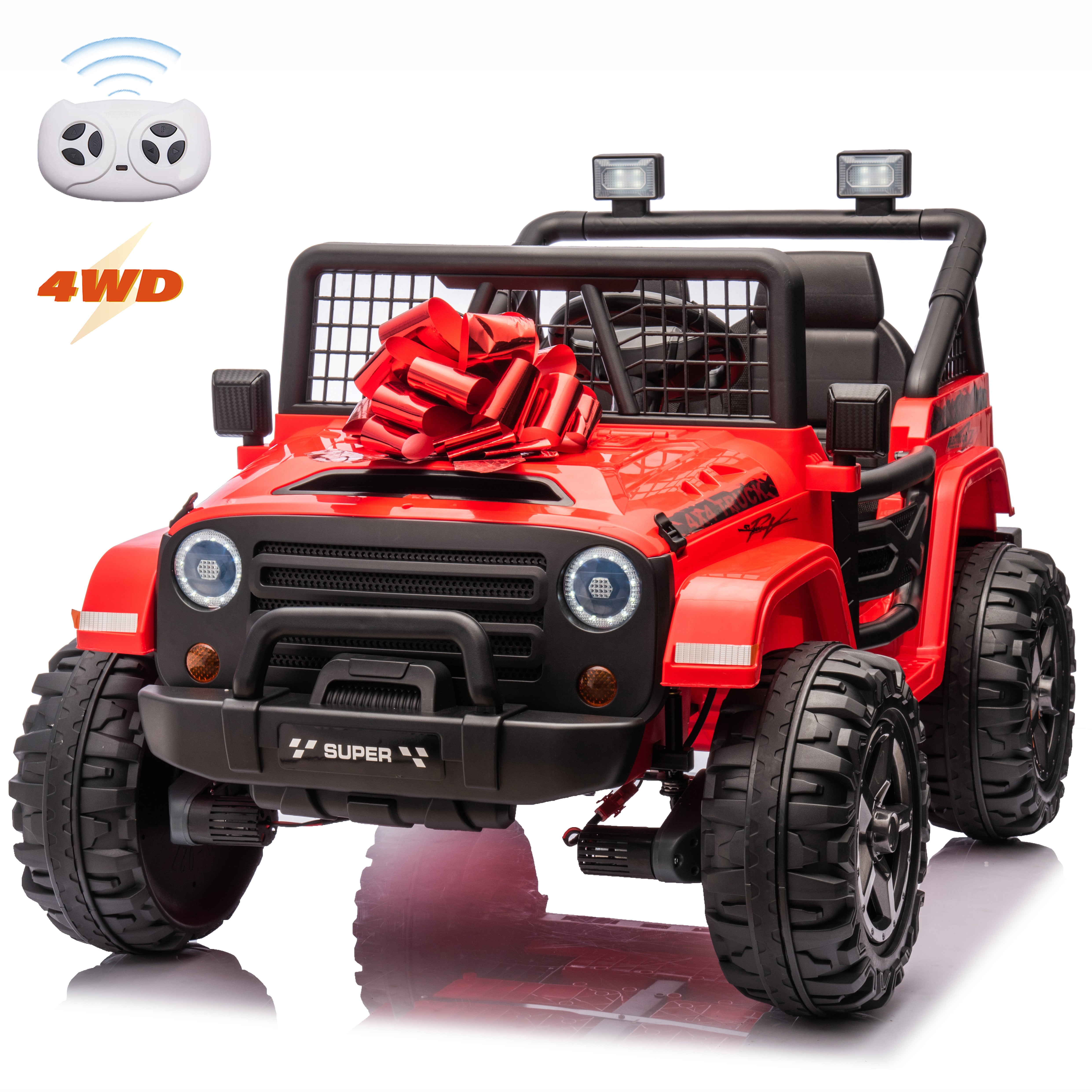 24V 4WD Ride on Truck Car with Remote Control, 2 Seater Electric Car ...