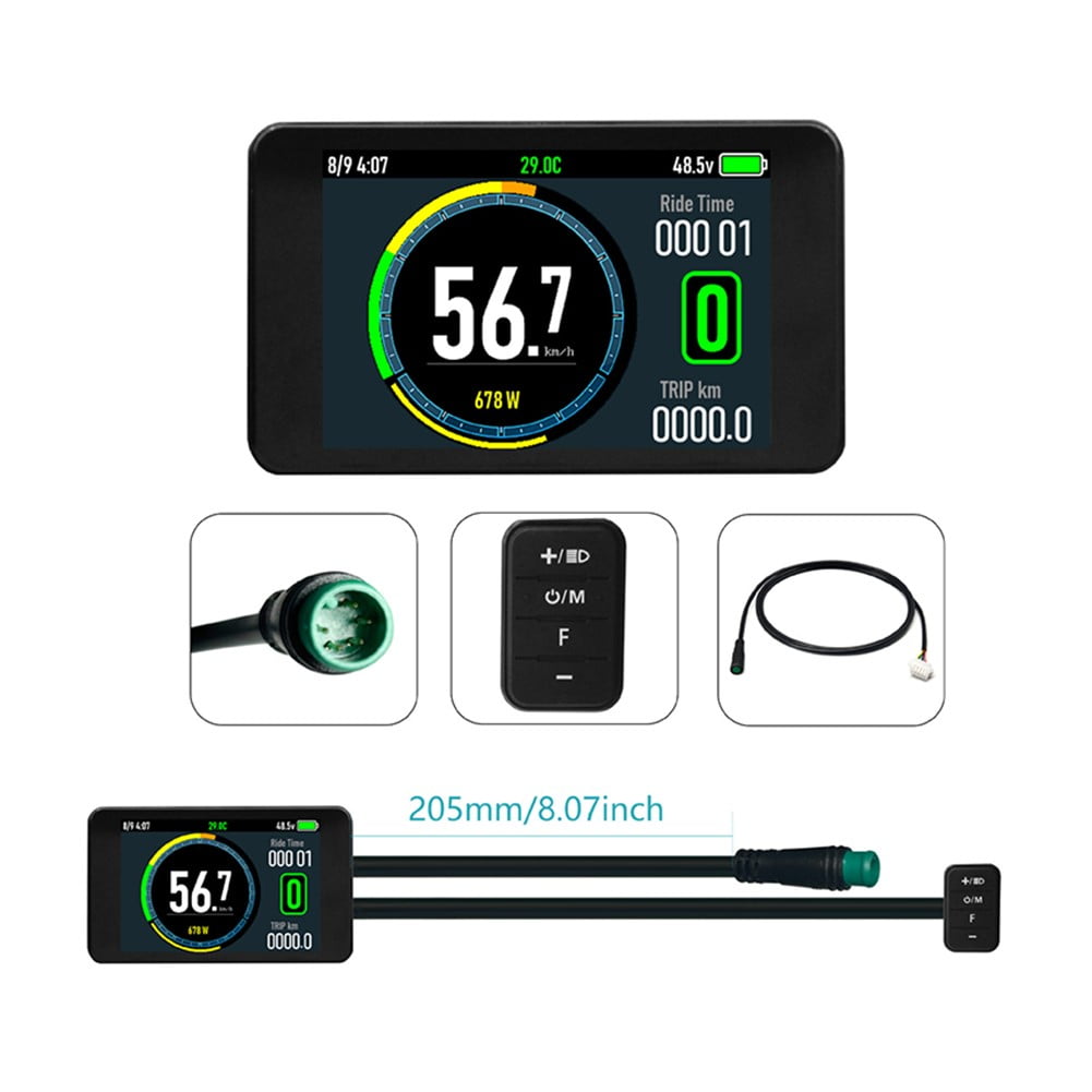 24V-72V E-Bike T8 Colorful Lcd Display Use For 2# 5S Kds Bafang V5.2 Kt Protocol - Walmart.com