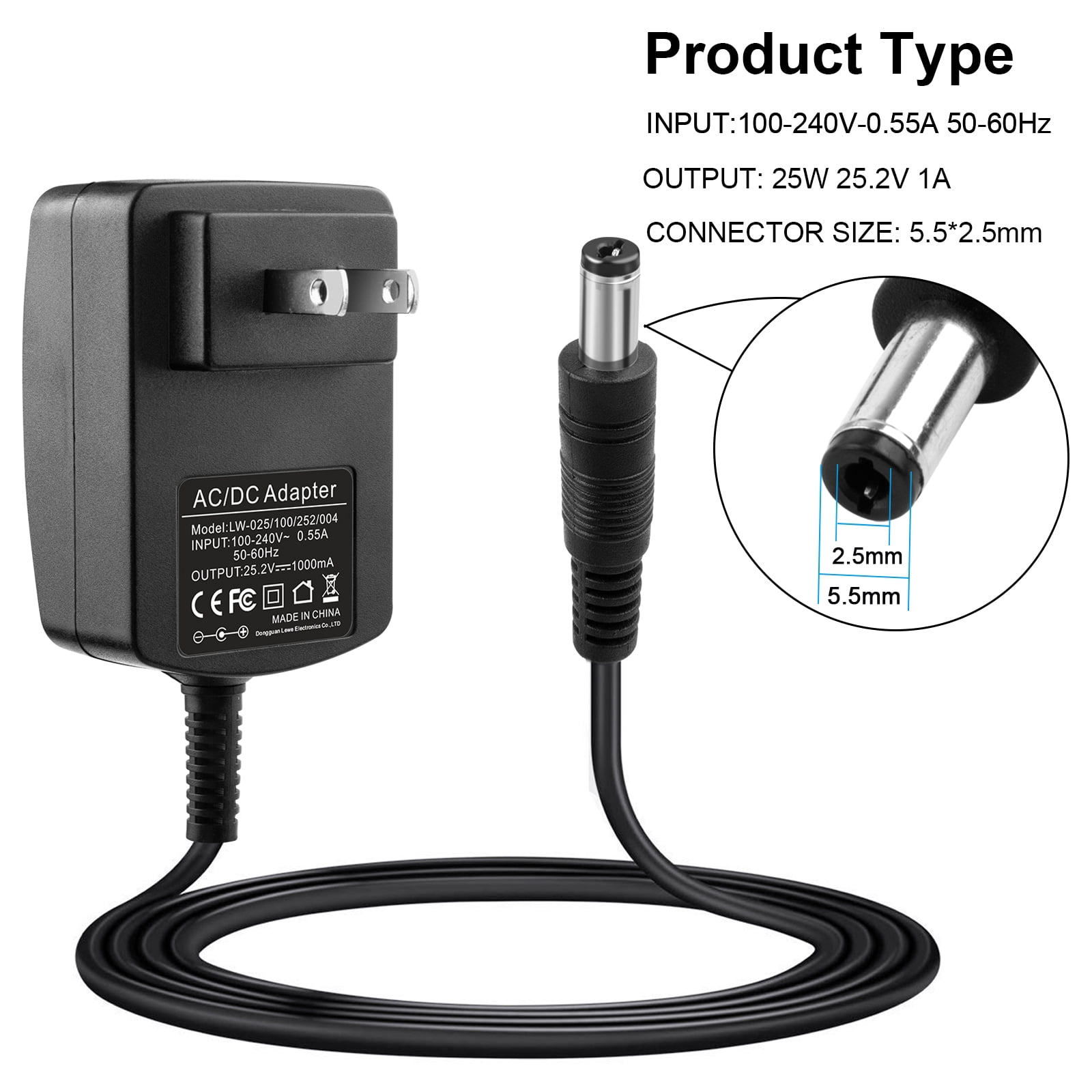 Huajiang Tech 26V 2-Prong Power Adapter with OVP, OCP, SCP Protection ...