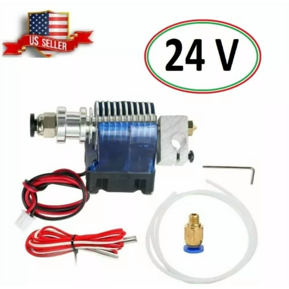 24V All Metal V6 J-Head Hotend E-3D Extruder Brass Print Head - Walmart.com