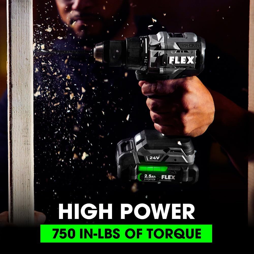24V Brushless Cordless 1/2-Inch 750 In-Lbs Torque 2-Speed Drill Driver ...