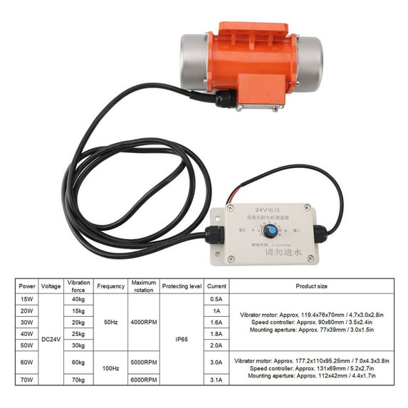 24V Brushless DC Concrete Vibrator Motor With Speed Controller IP65 Aluminum Alloy Electric ...