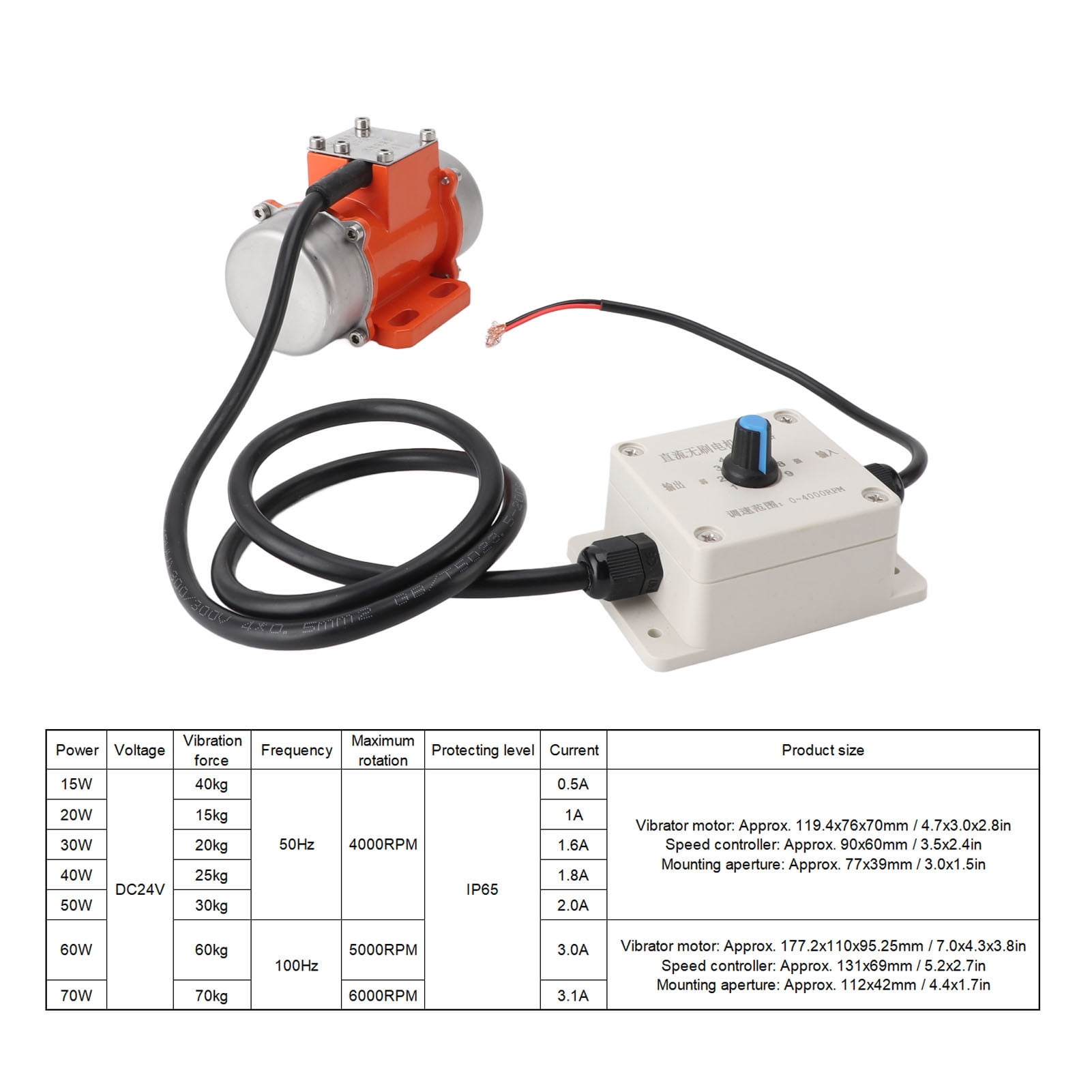 24V Brushless DC Concrete Vibrator Motor With Speed Controller IP65 Aluminum Alloy Electric ...