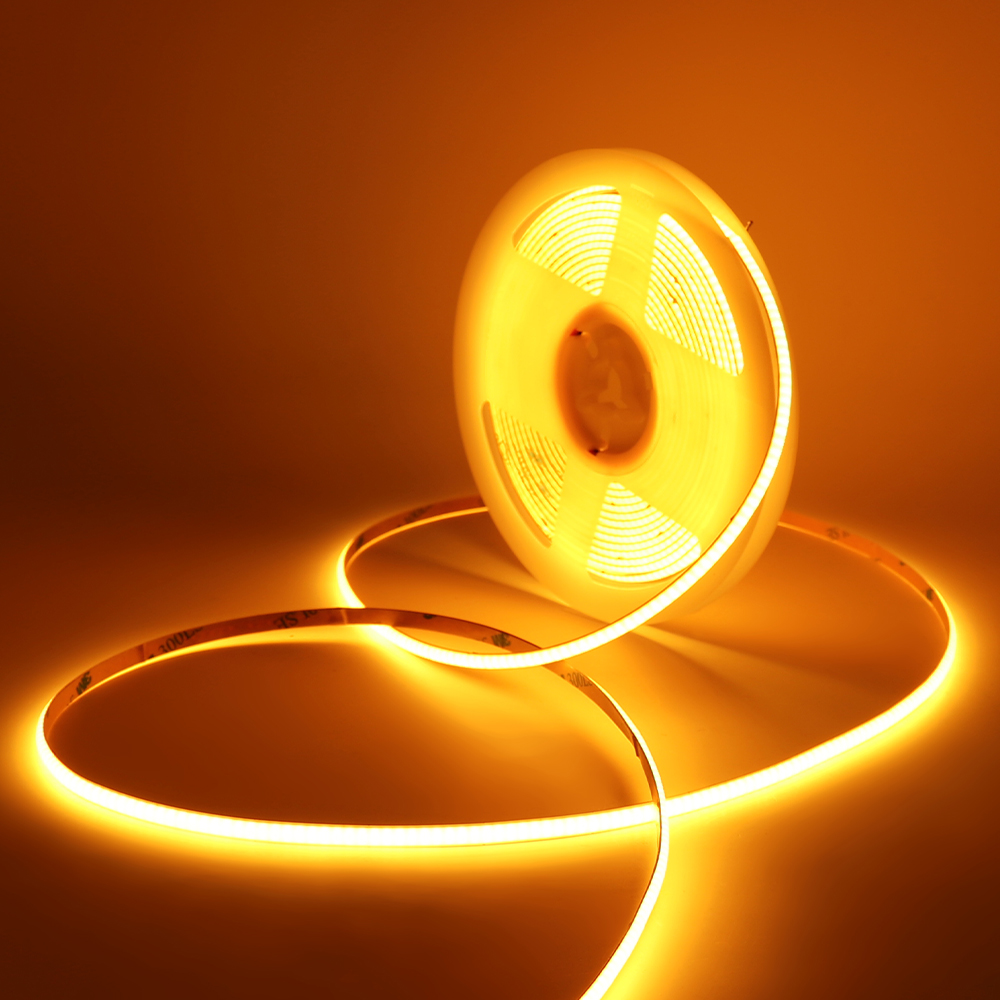 24V COB LED Strip Light, Golden Yellow 5mm LED Light Tape with 3840 ...