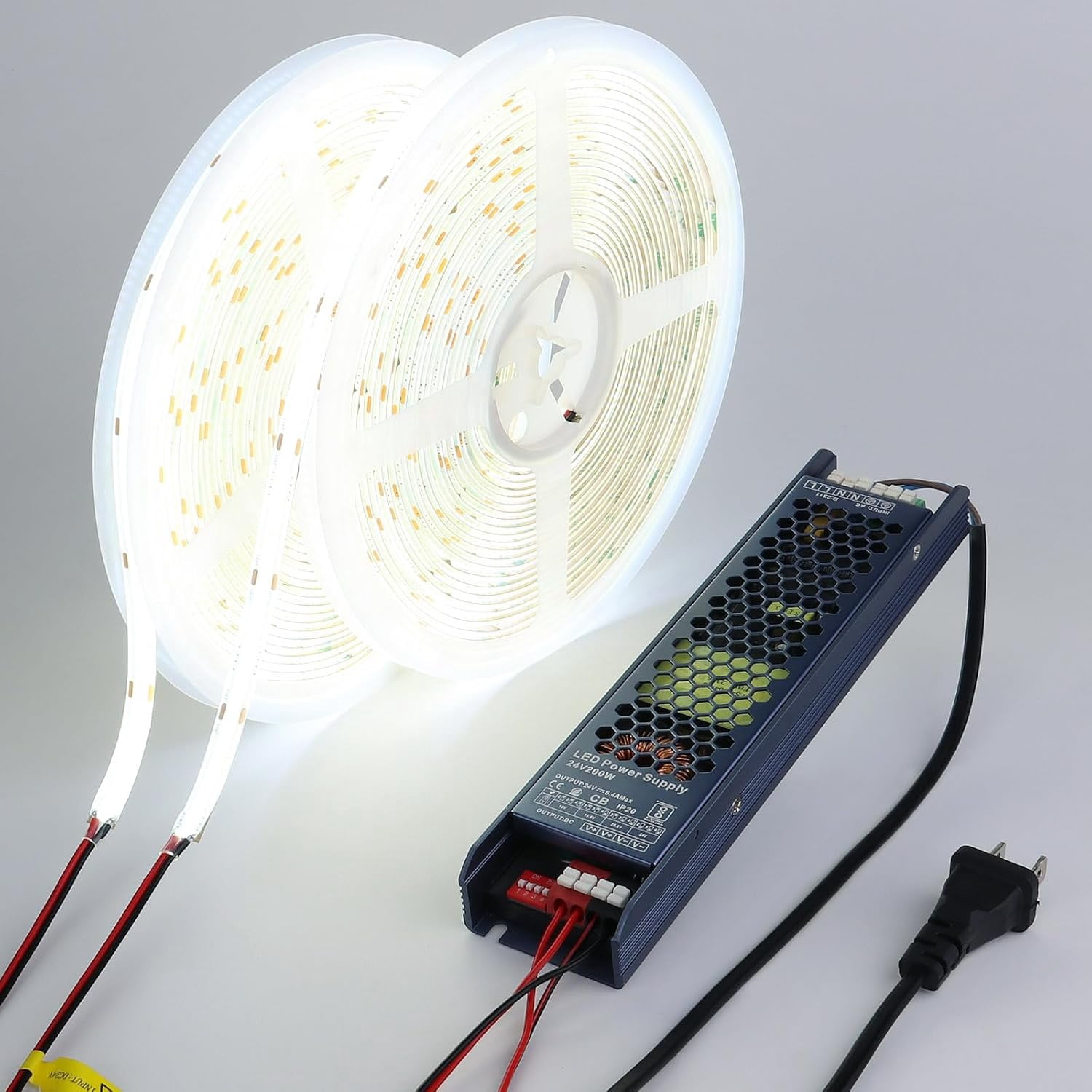 24V COB Strip Light Outdoor 65.6ft (2 Rolls of 32.8ft), 6000K Cool ...