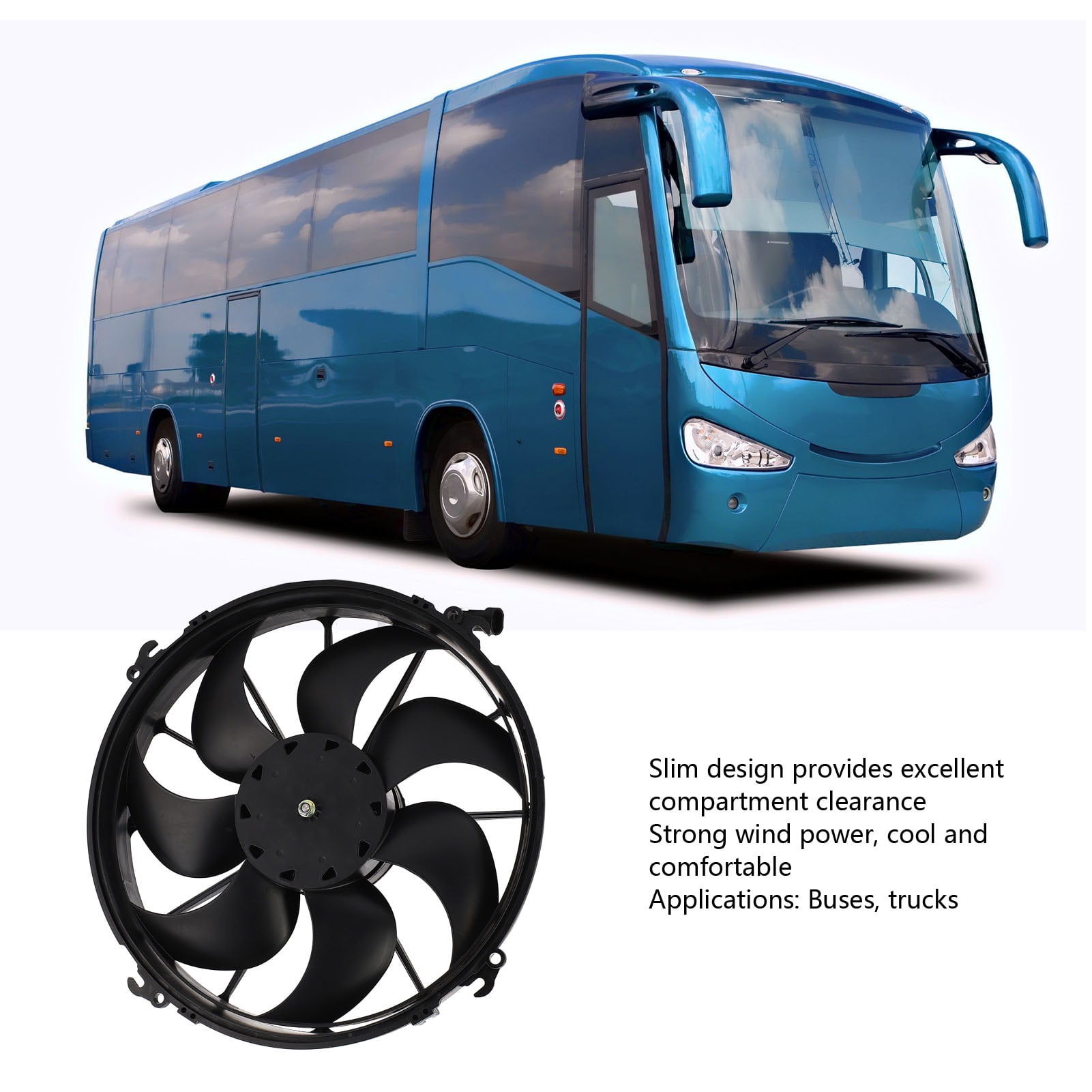 24V Car Cooling Air Fan Curved 7 Blade Sucking Wind 160W Power Heat ...