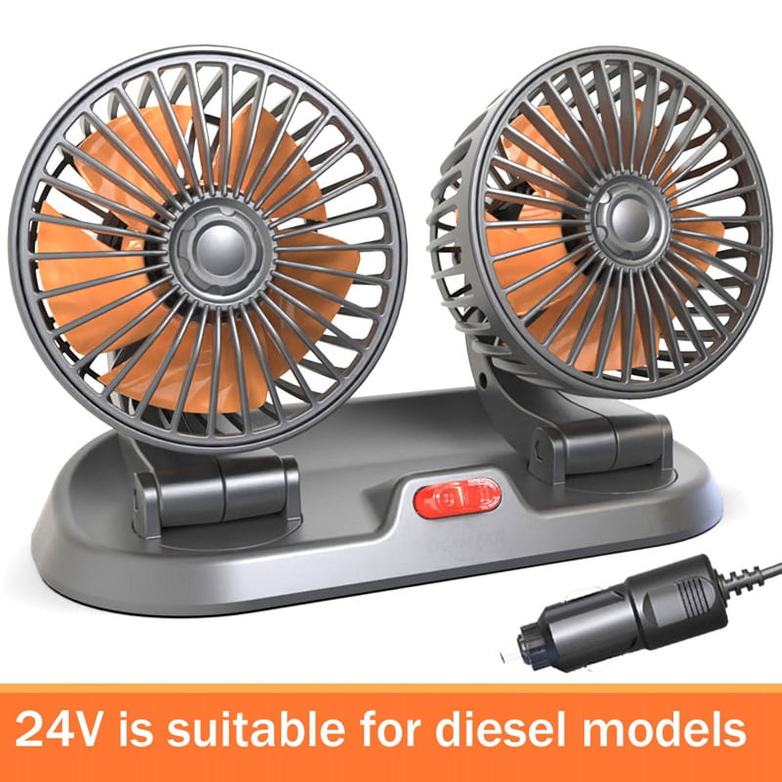 24V Car Fan Double Portable Auto Cooling Big Wind Electric Folding ...