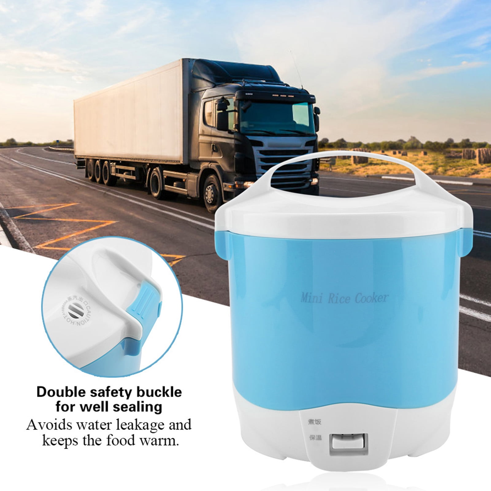 24V Car Rice Cooker Food Steamer, 1.6L Capacity, Portable, Cooks Rice ...